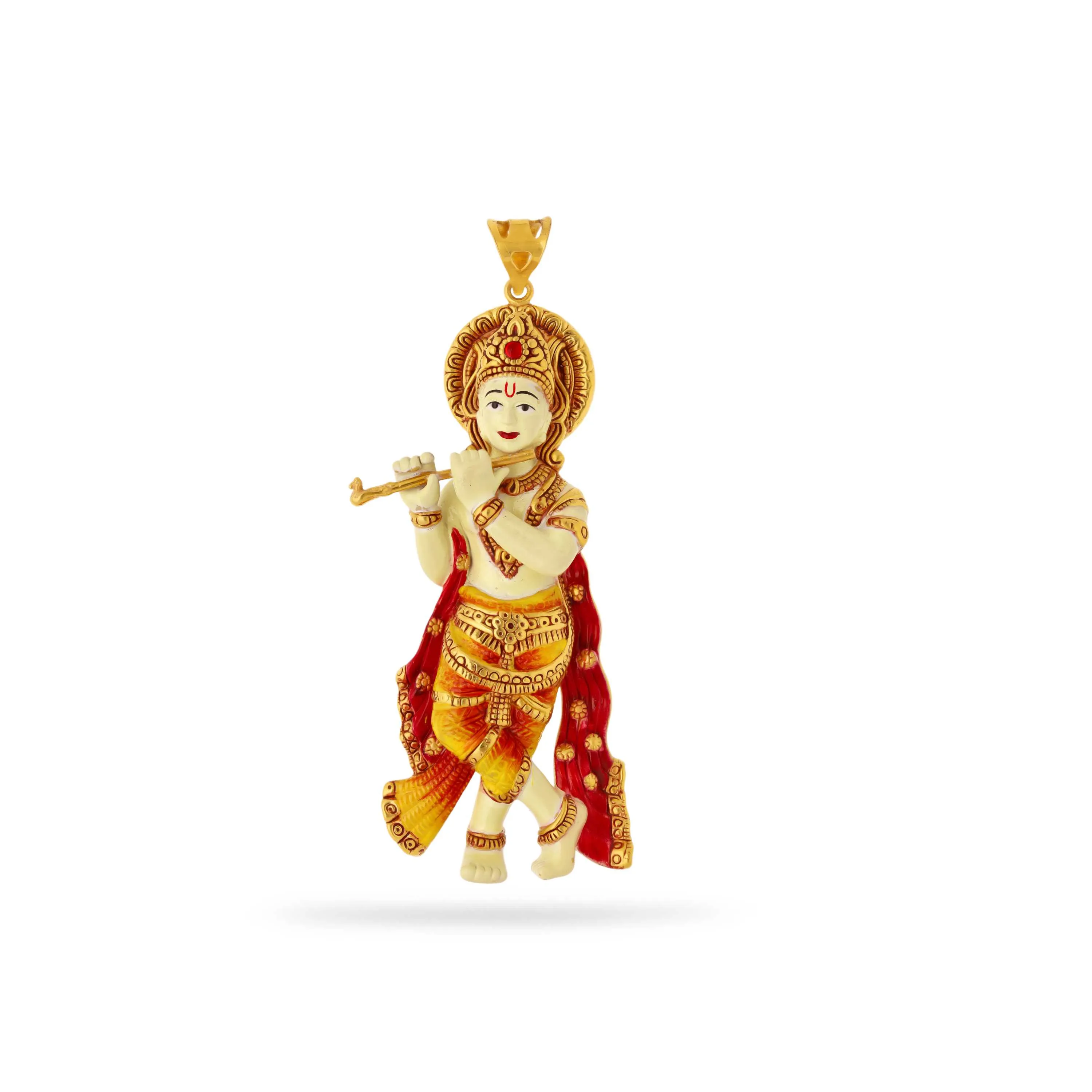Divinely Detailed And Enamel Worked 22KT Gold Sri Krishna Locket