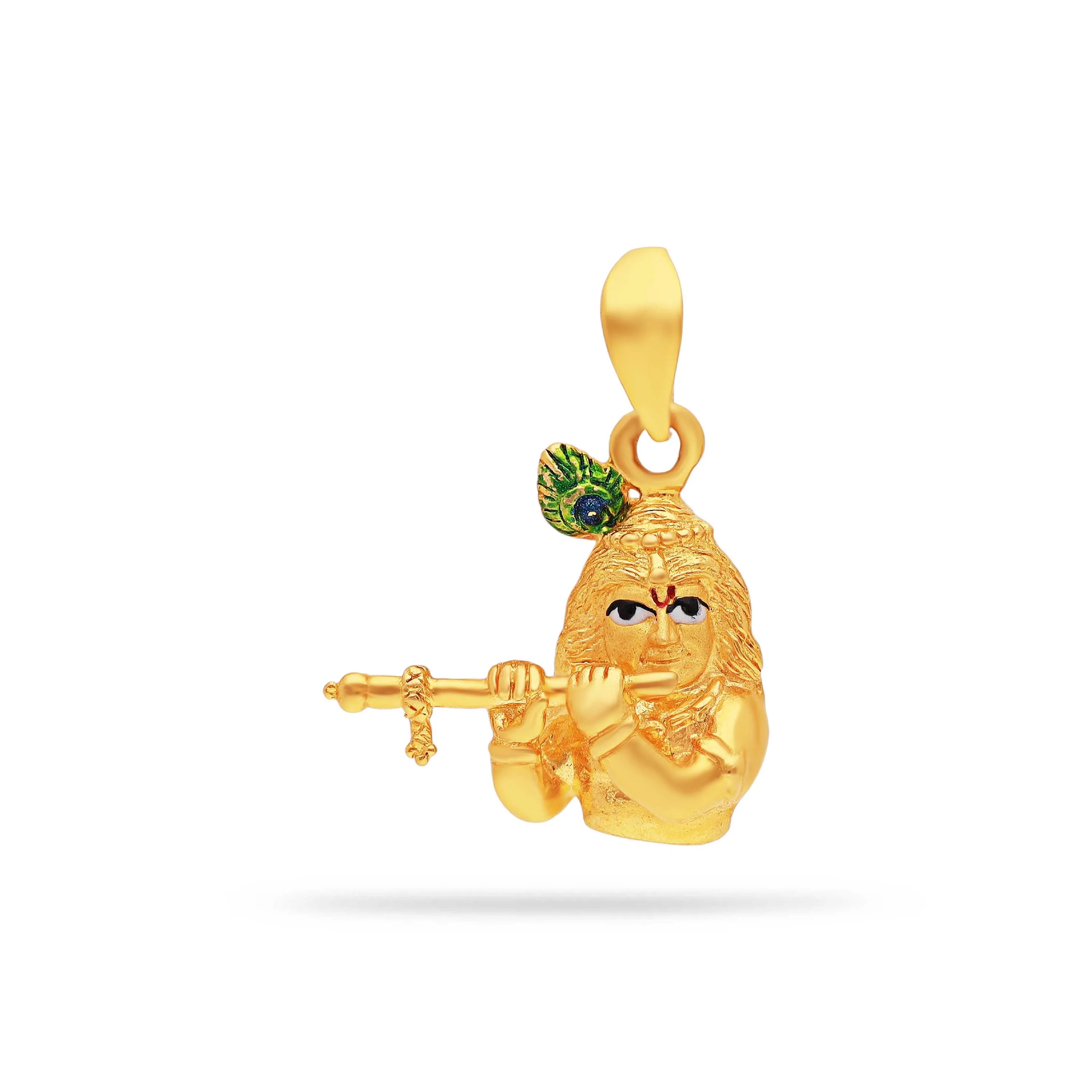 Divinely Detailed And Enamel Worked 22KT Gold Sri Krishna Locket