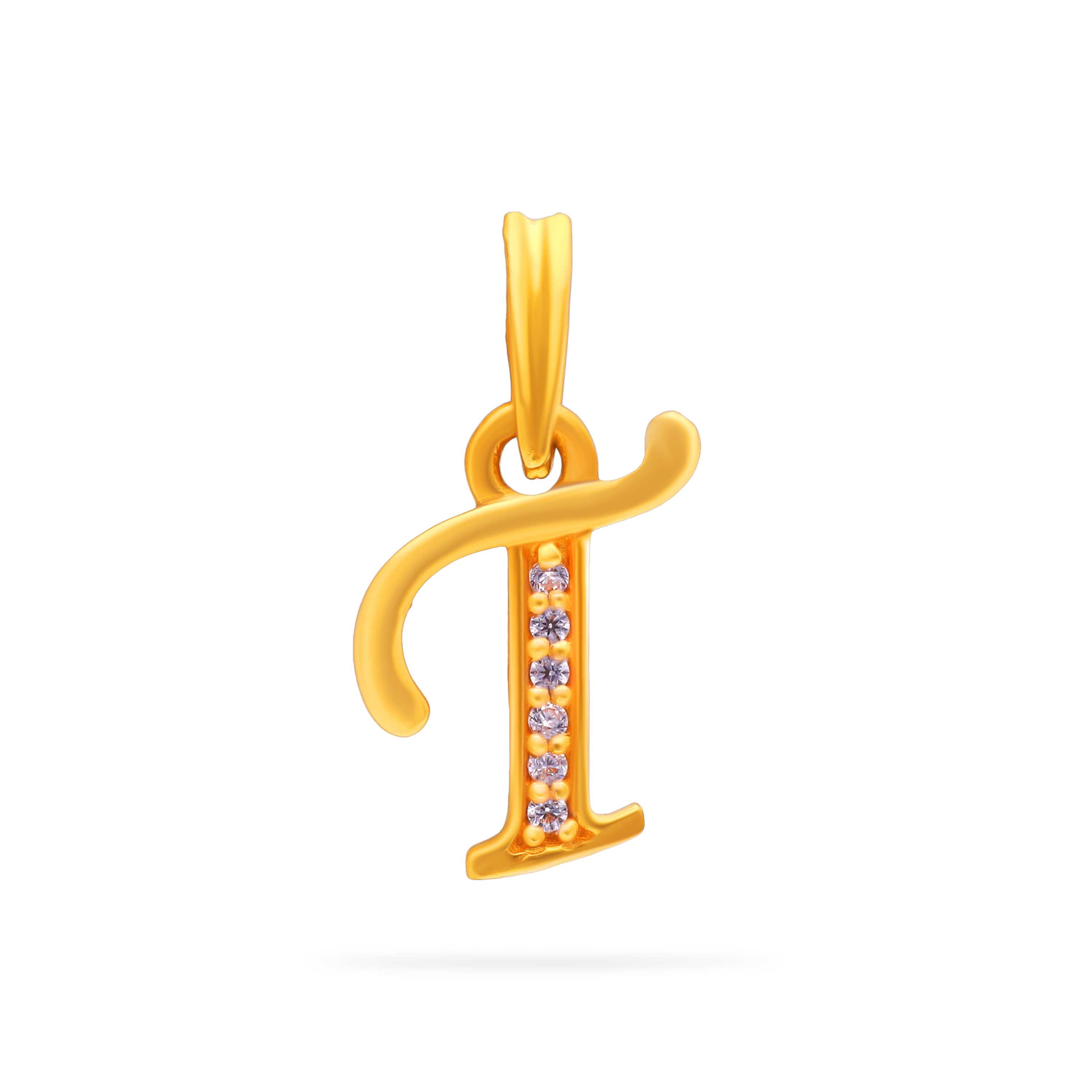 Classic Studded Alphabet T 22KT Gold Casual Wear Locket