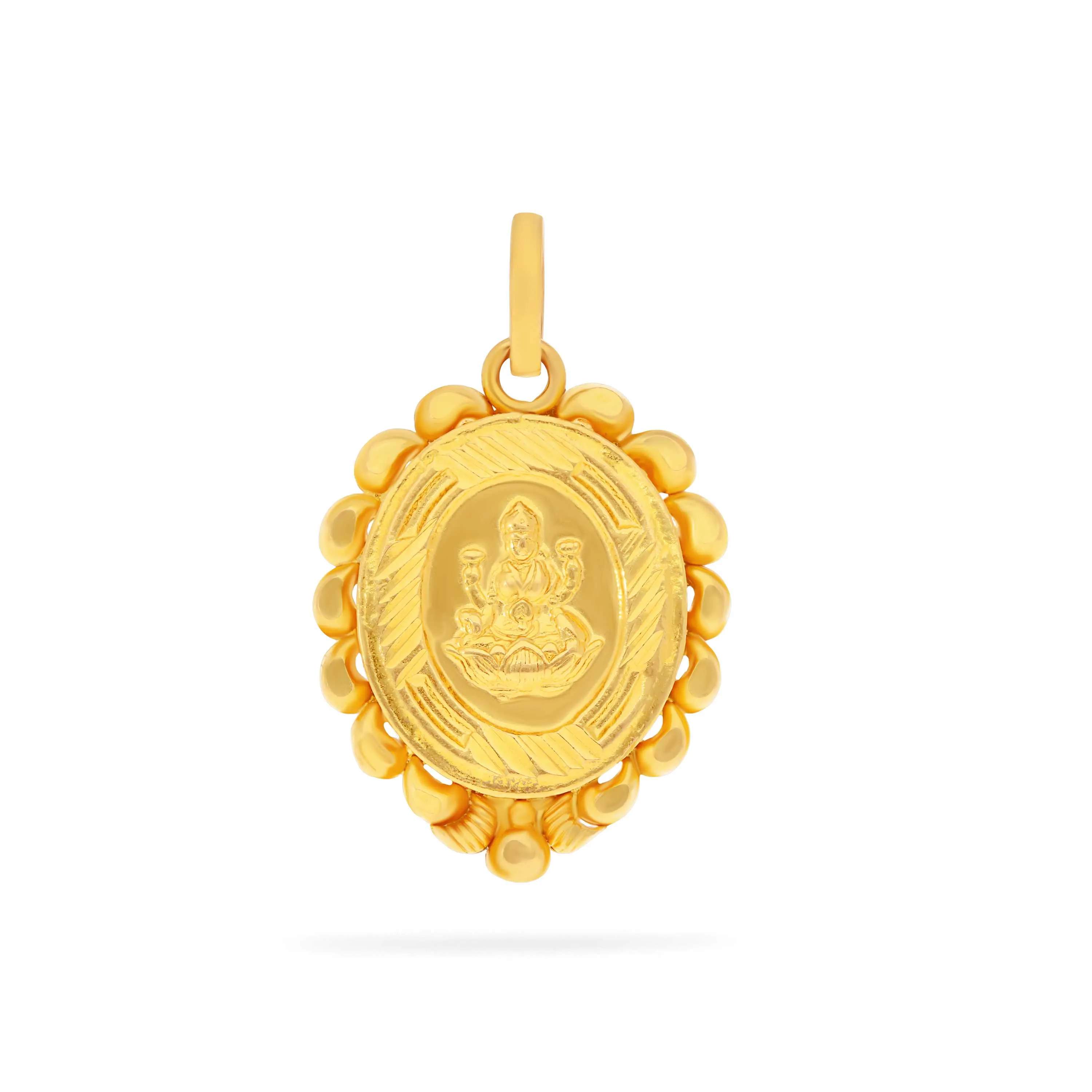 Classic Finely Detailed And Crafted 22KT Gold Lakshmi Locket For Women