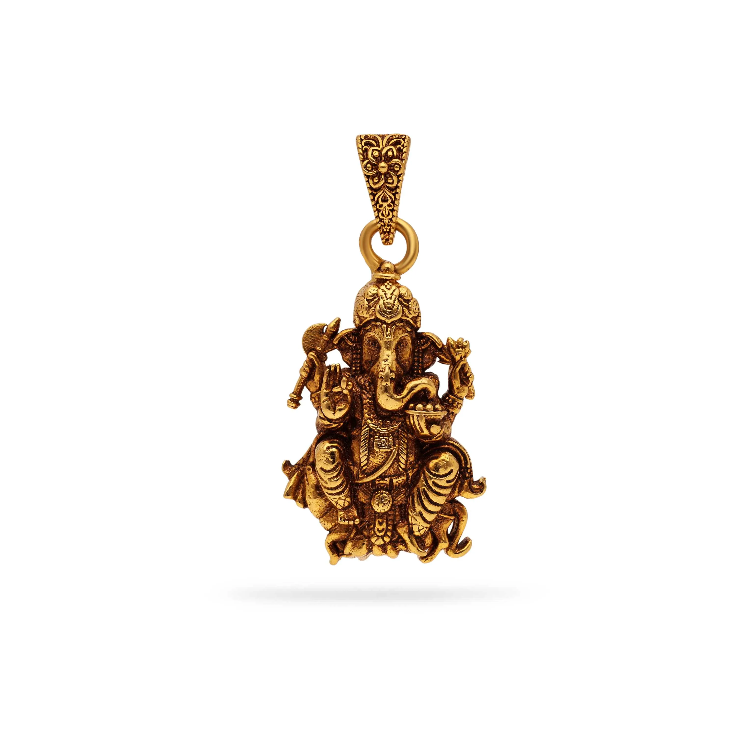 Divinely Detailed And Antique Finished 22KT Gold Ganesha Locket
