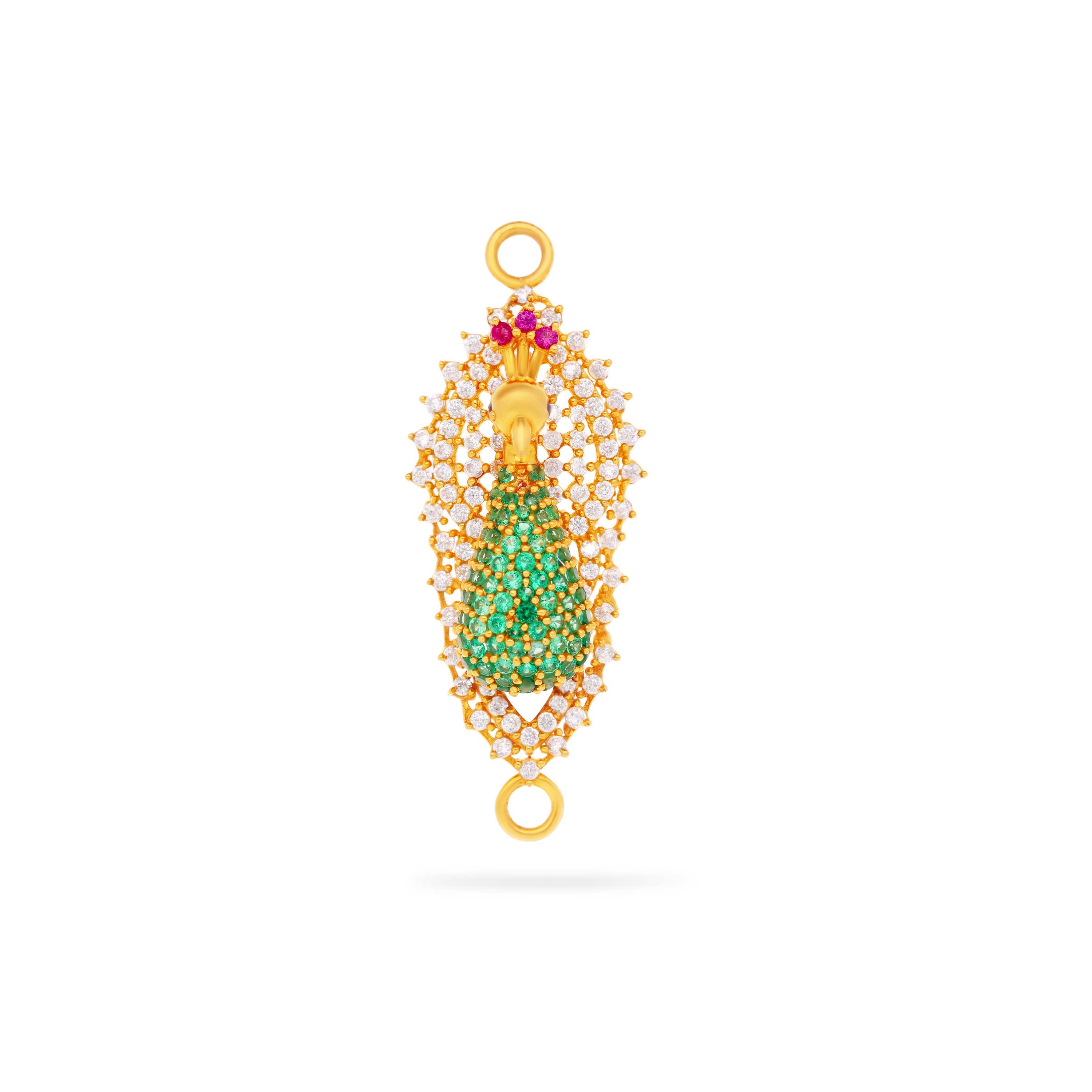One Of Its Kind Studded Peacock Pattern 22KT Gold Mogappu Locket