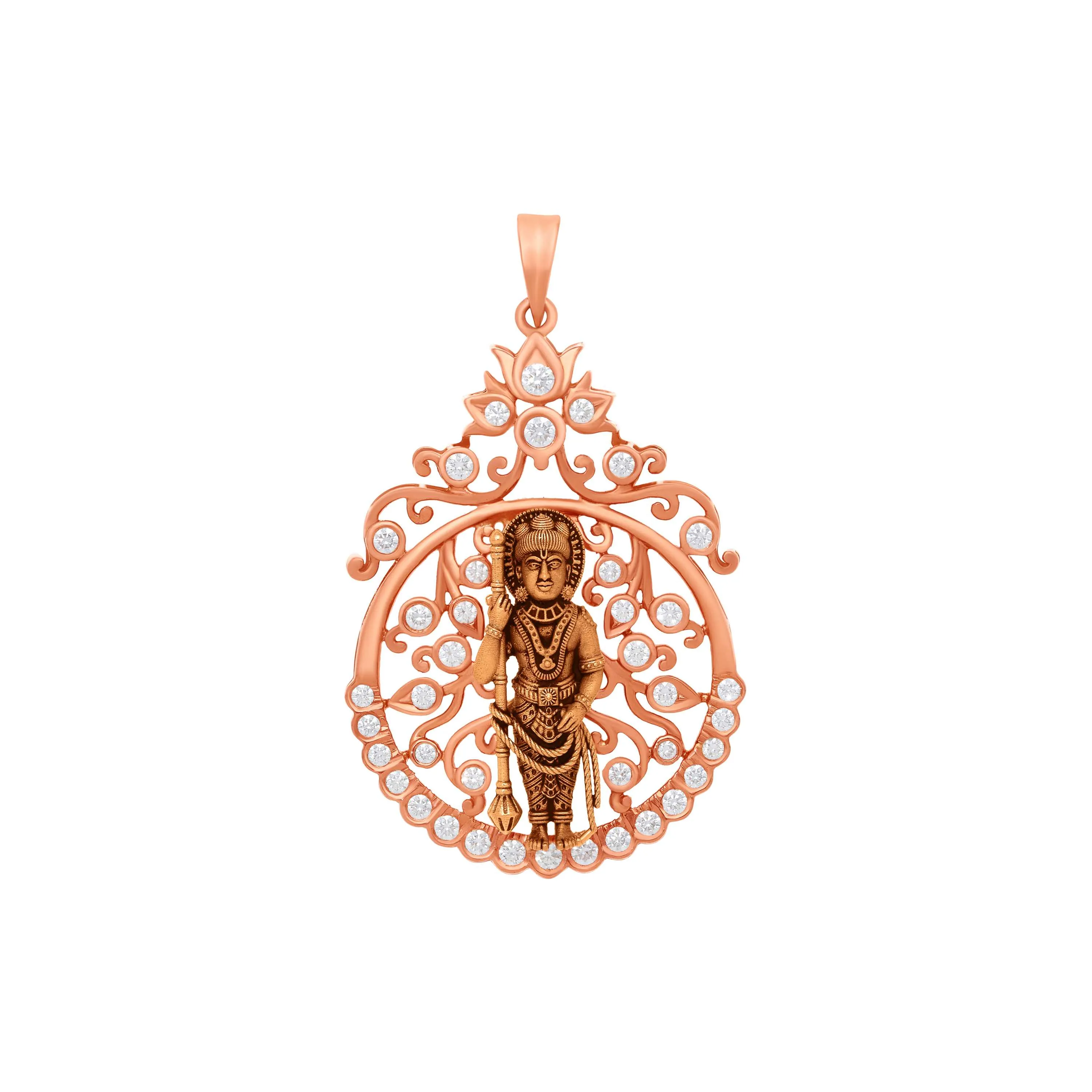 Intricate Krishna 18KT Rose Gold Diamond Pendant
