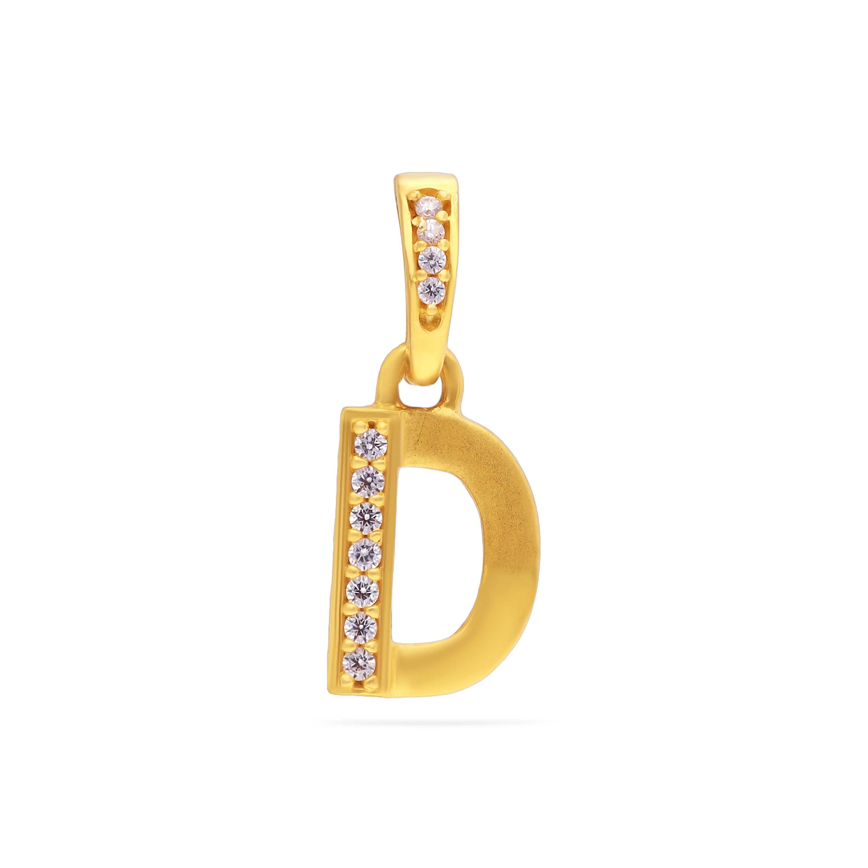 Classic Matte Finished And Studded Alphabet D 22KT Gold Locket