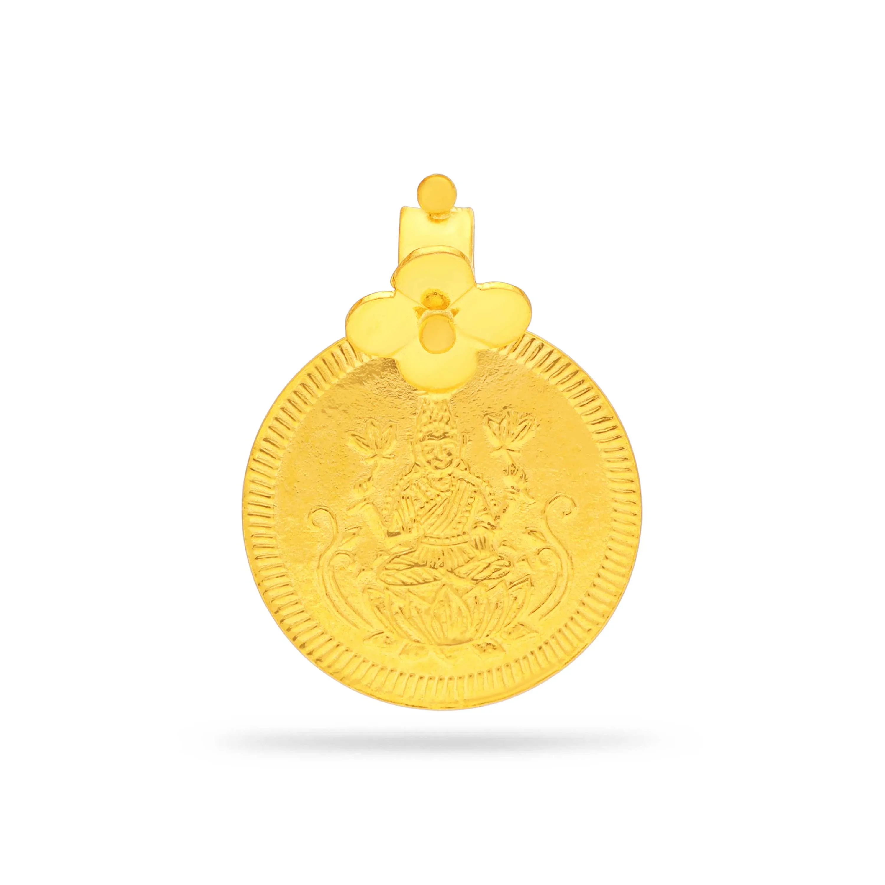 Traditionally Crafted And Detailed 22KT Gold Lakshmi Locket For Women