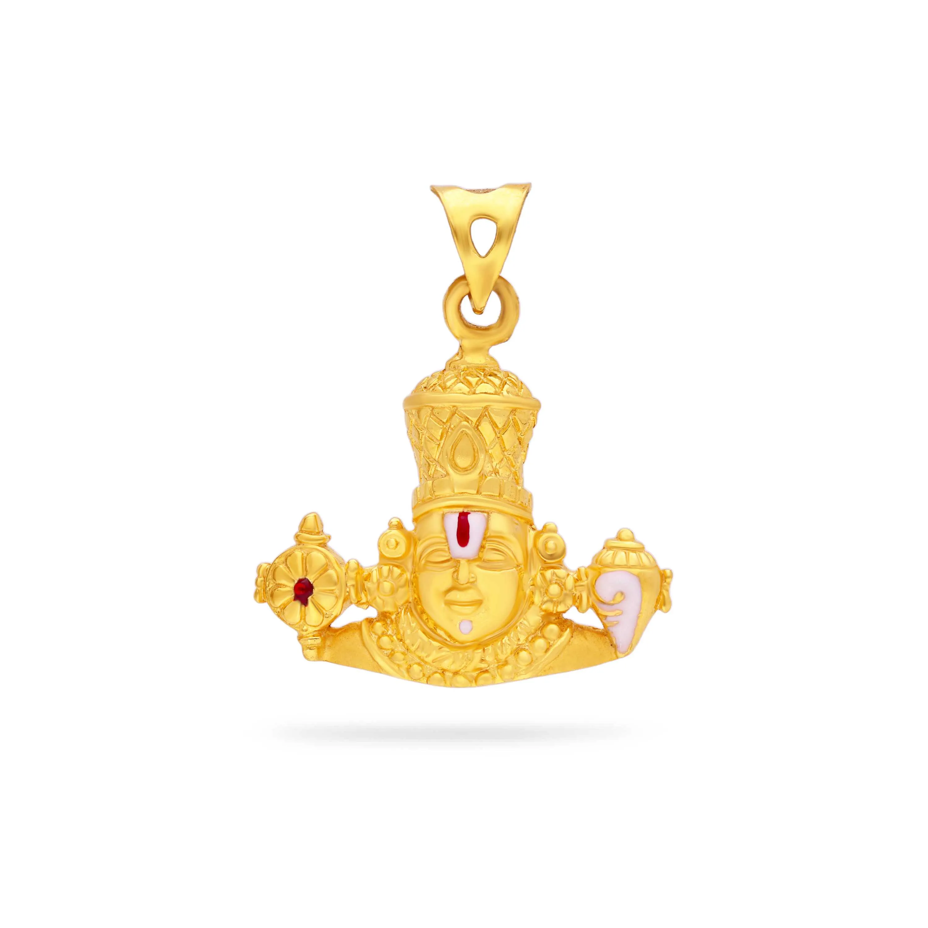 Classic Enamel Worked And Matte Finished 22KT Gold Balaji Locket