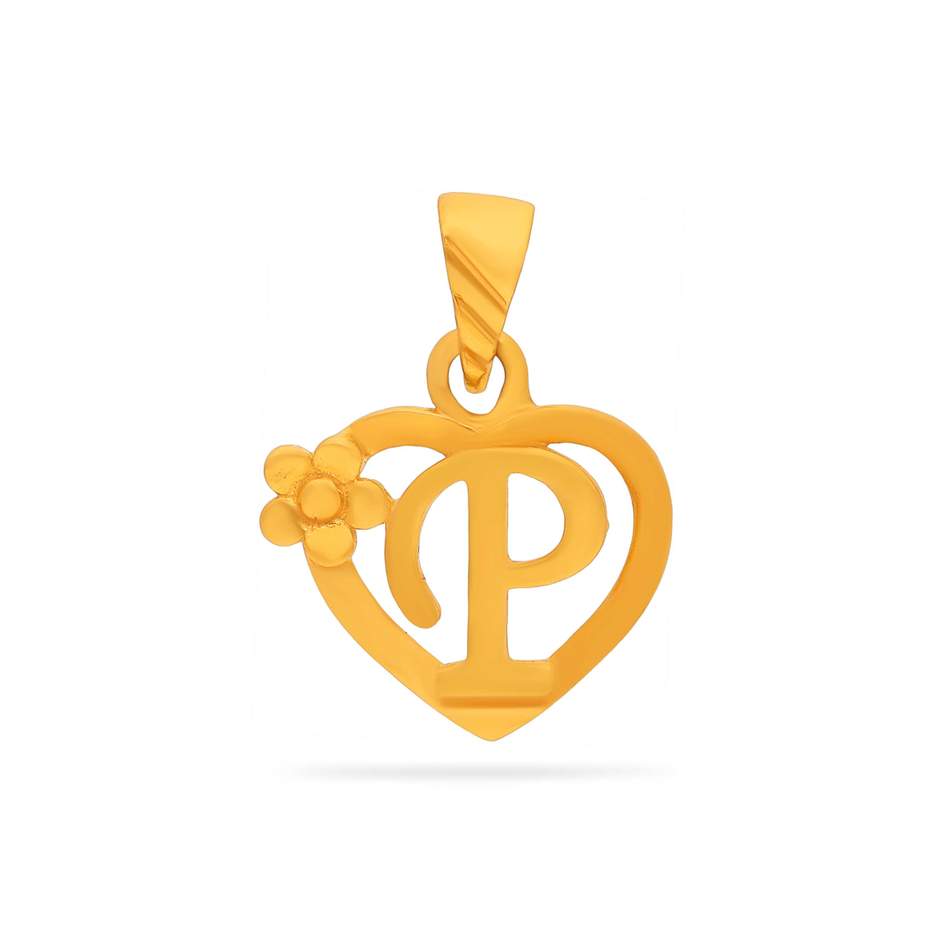 Charmingly Detailed Alphabet P In Heart 22KT Gold Locket