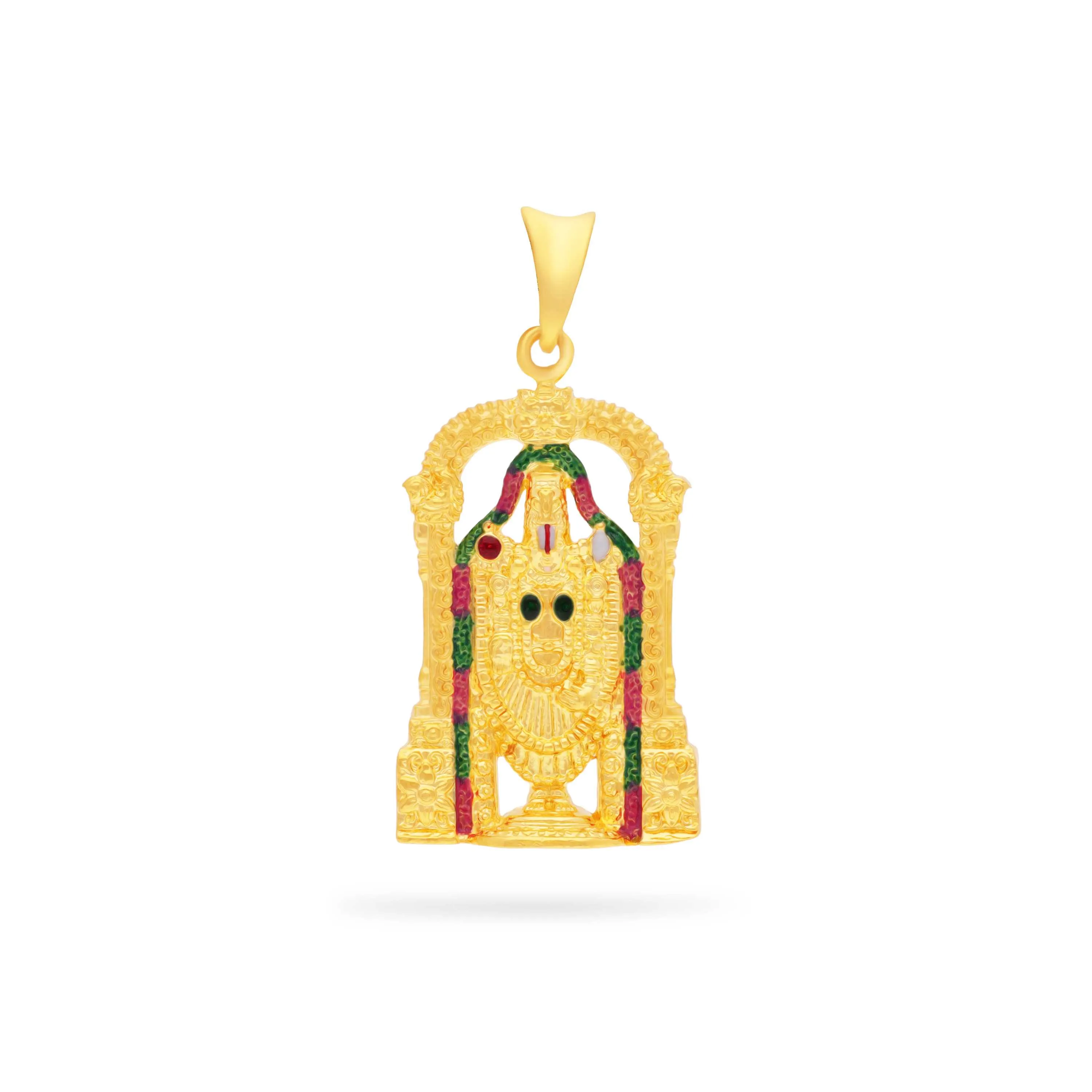 Classic Enamel Worked And Matte Finished Lord Balaji 22KT Gold Locket