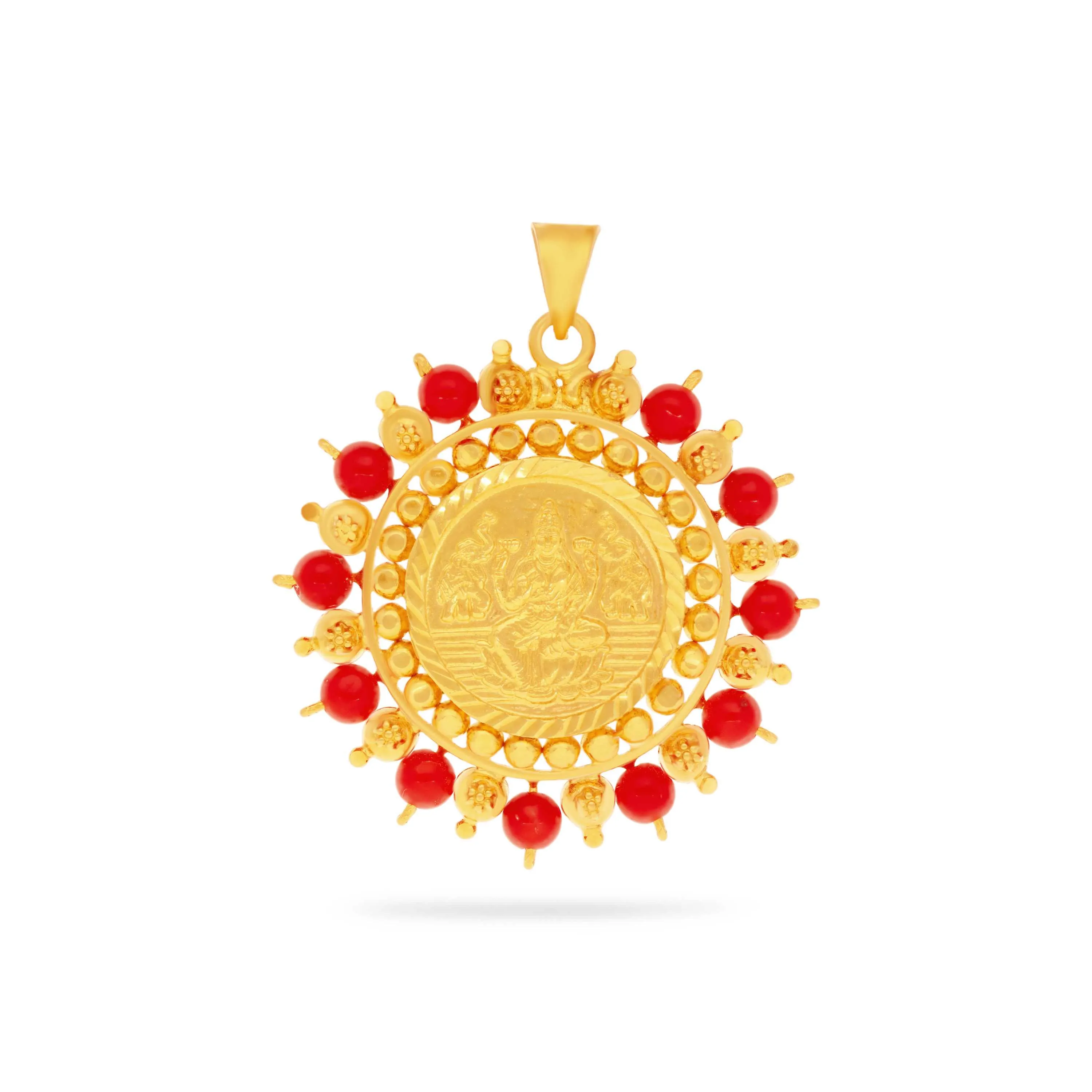 Traditionally Crafted And Studded 22KT Gold Lakshmi Devi Locket