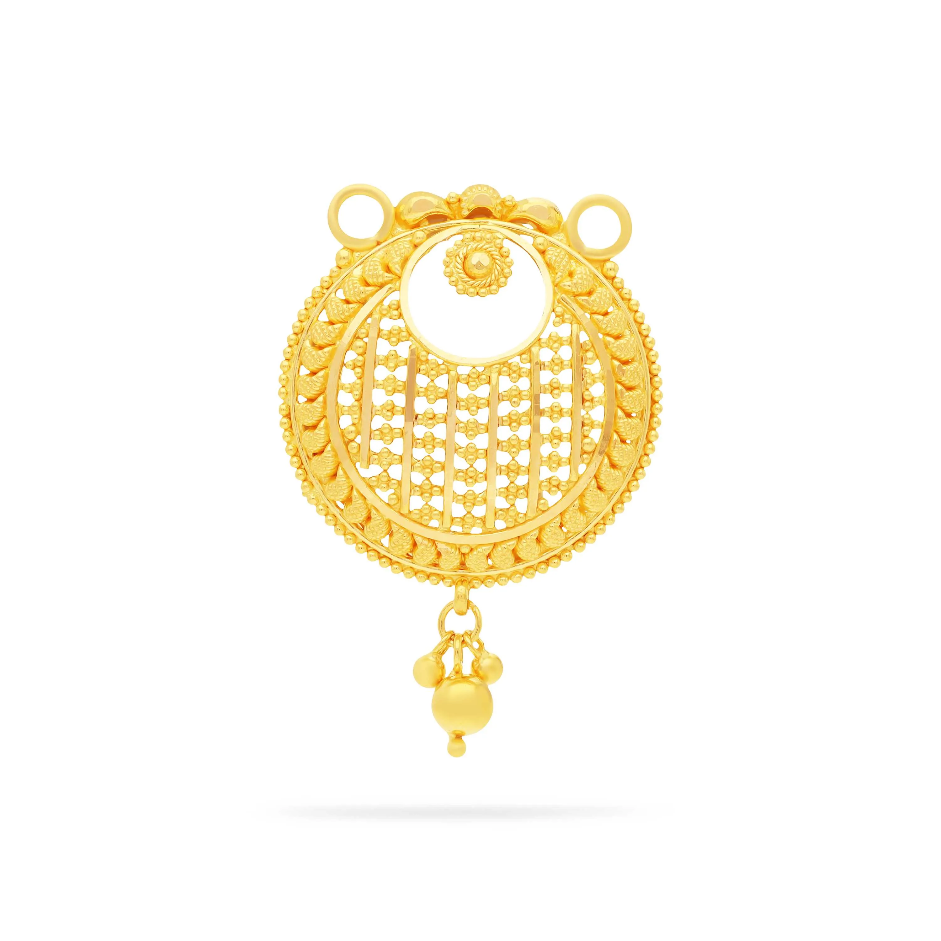 Traditionally Crafted And Detailed 22KT Gold Double Hook Pendant