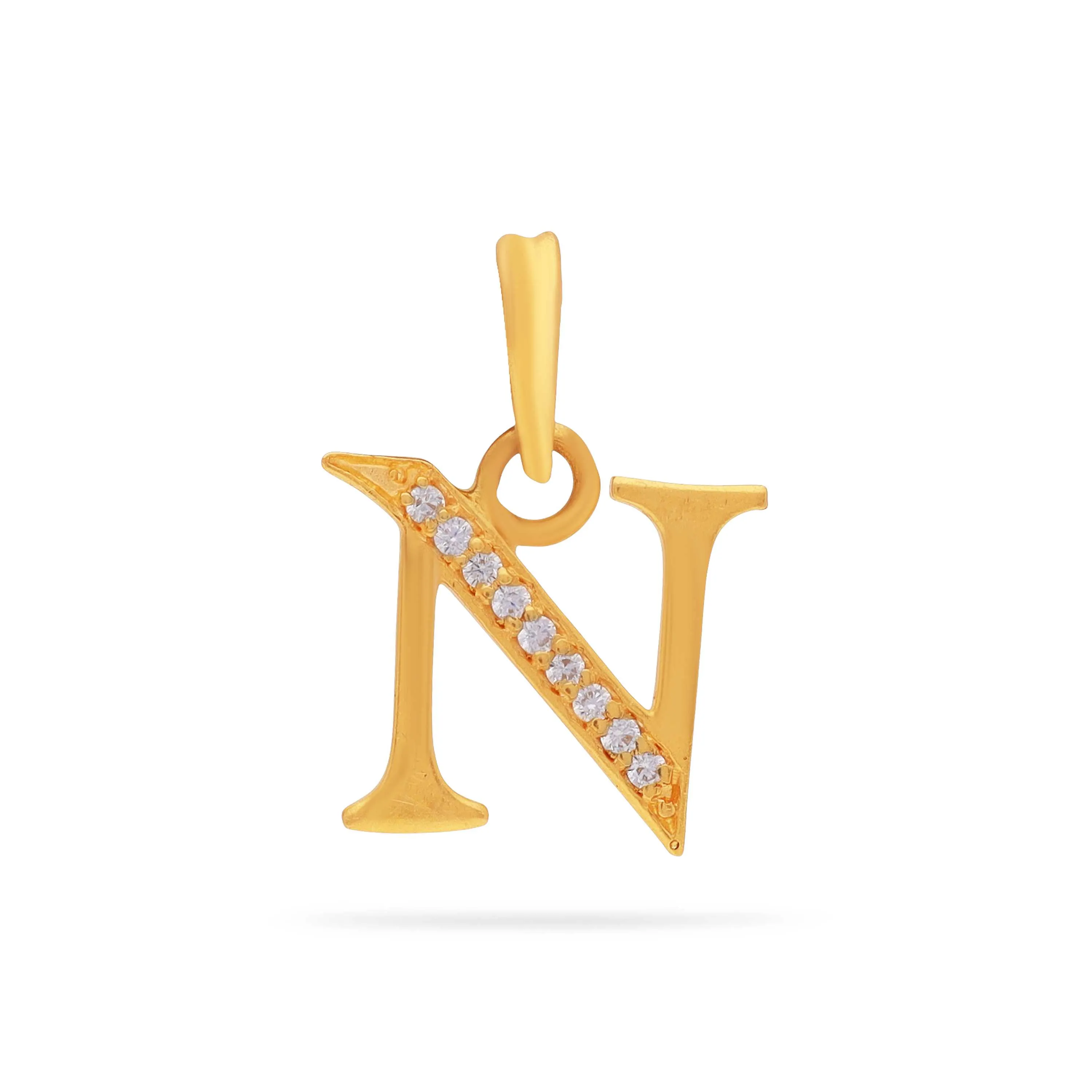 Classic Finely Detailed And Studded Alphabet N 22KT Gold Locket