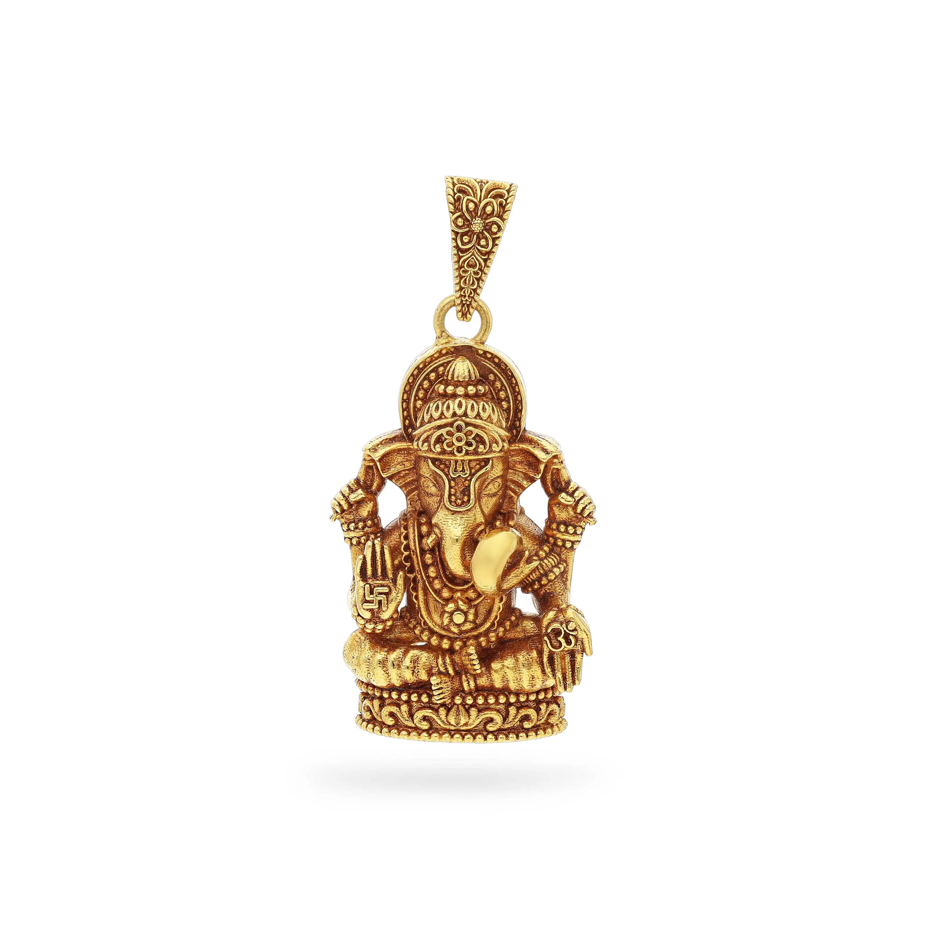 Antique Finished And Detailed 22KT Gold Ganesha Locket