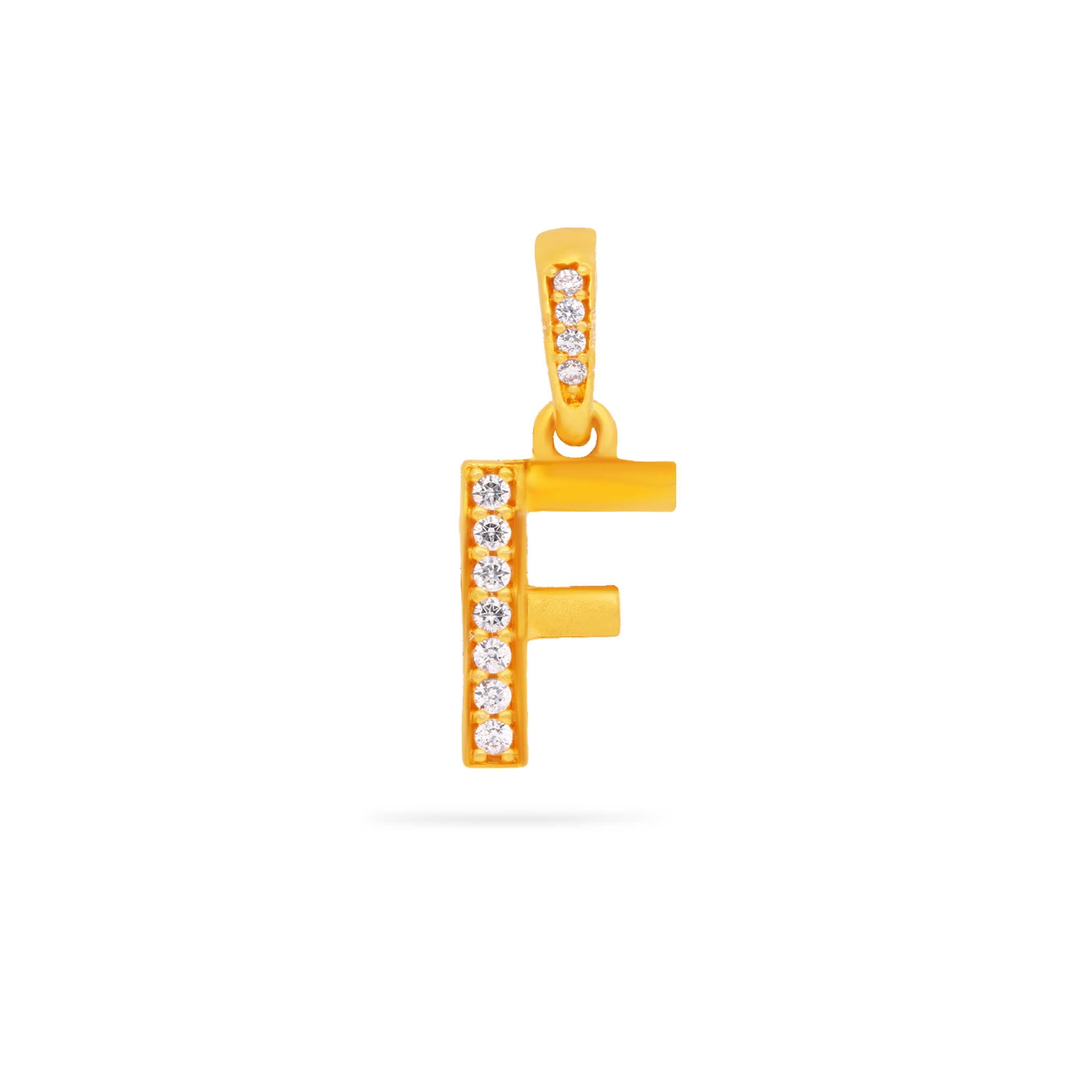 Classic Finely Detailed And Studded Alphabet F 22KT Gold Locket