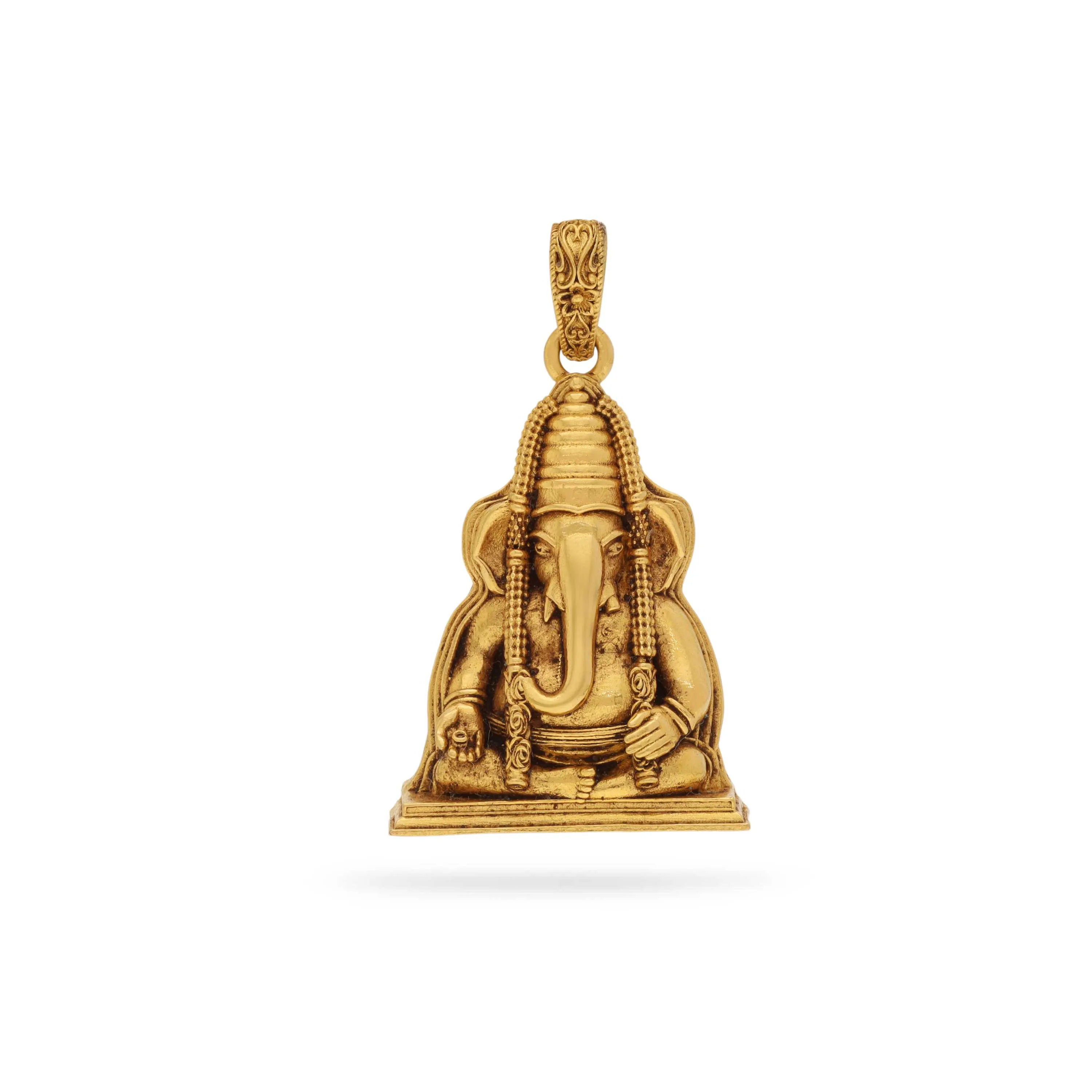Divinely Detailed And Antique Finished 22KT Gold Ganesha Locket