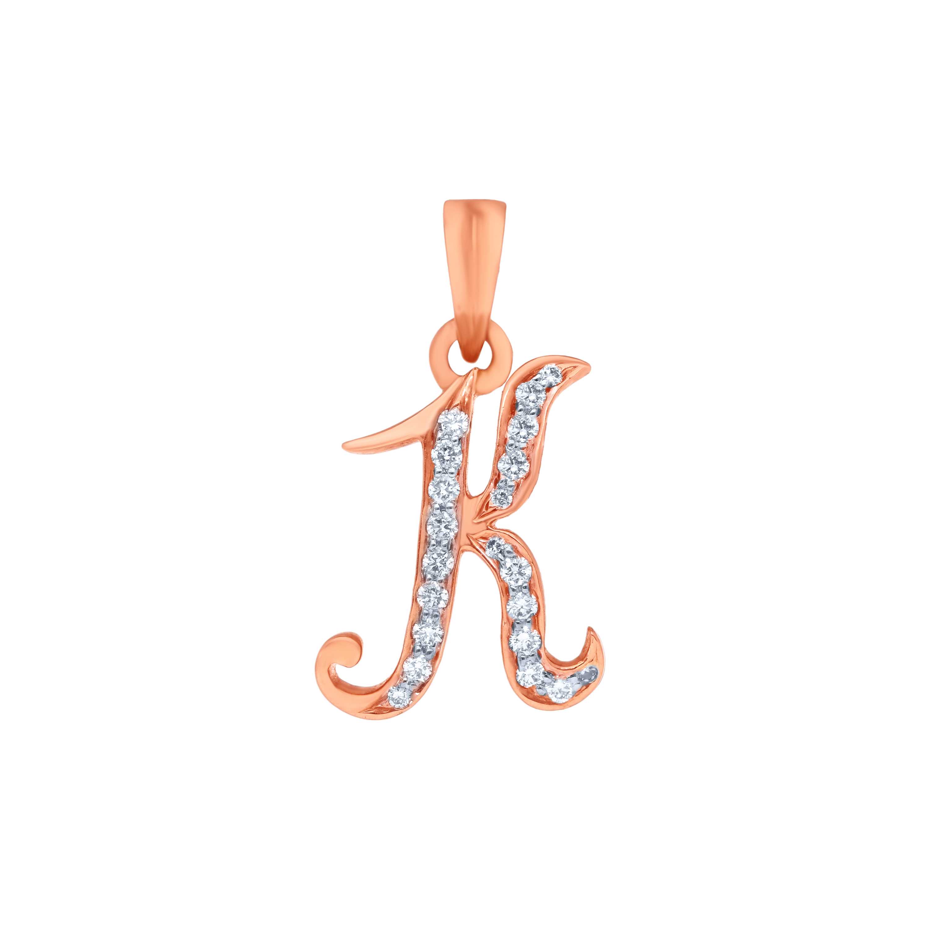 Classic Alphabet K Diamond Studded 18KT Rose Gold Locket