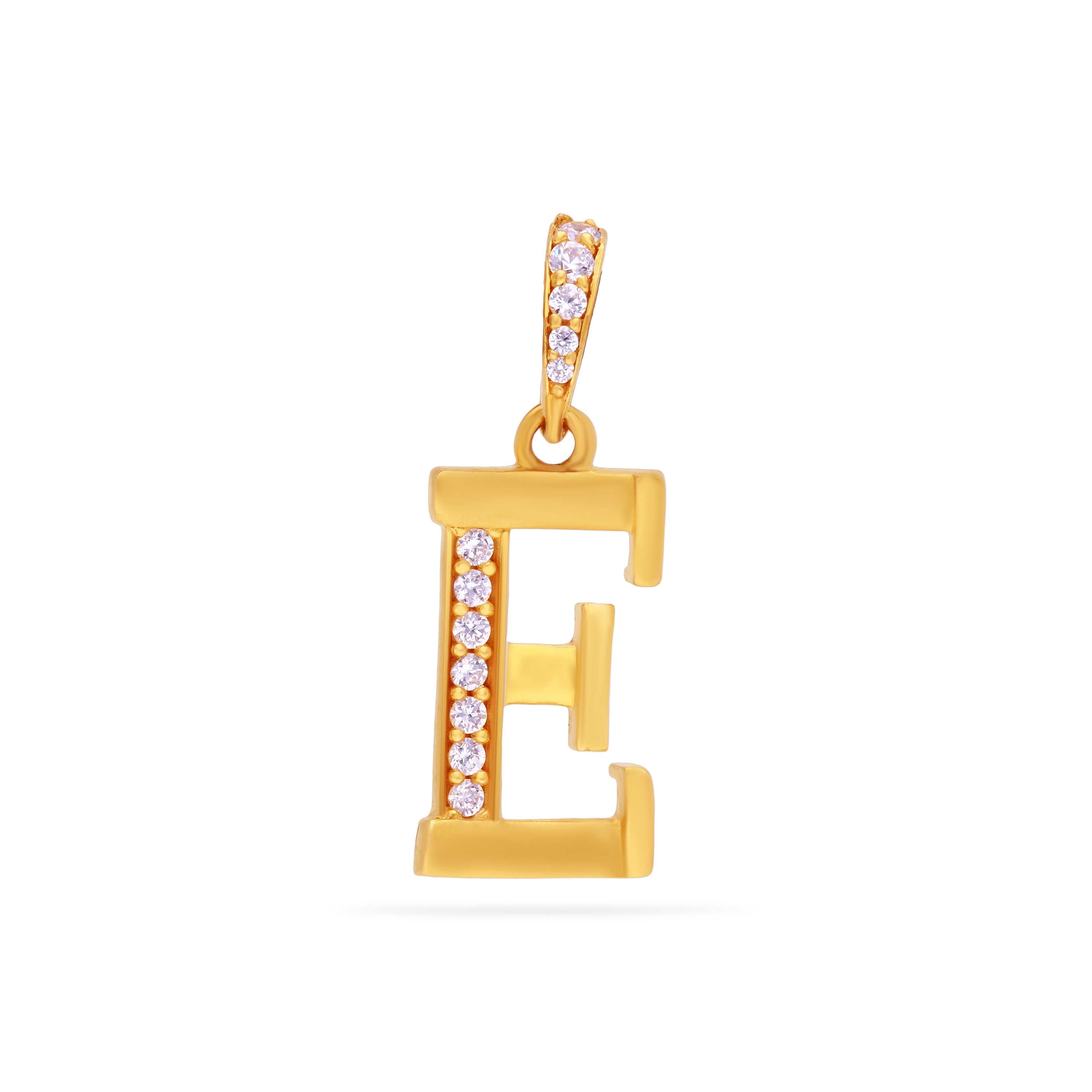 One Of Its Kind Studded Alphabet E 22KT Gold Locket