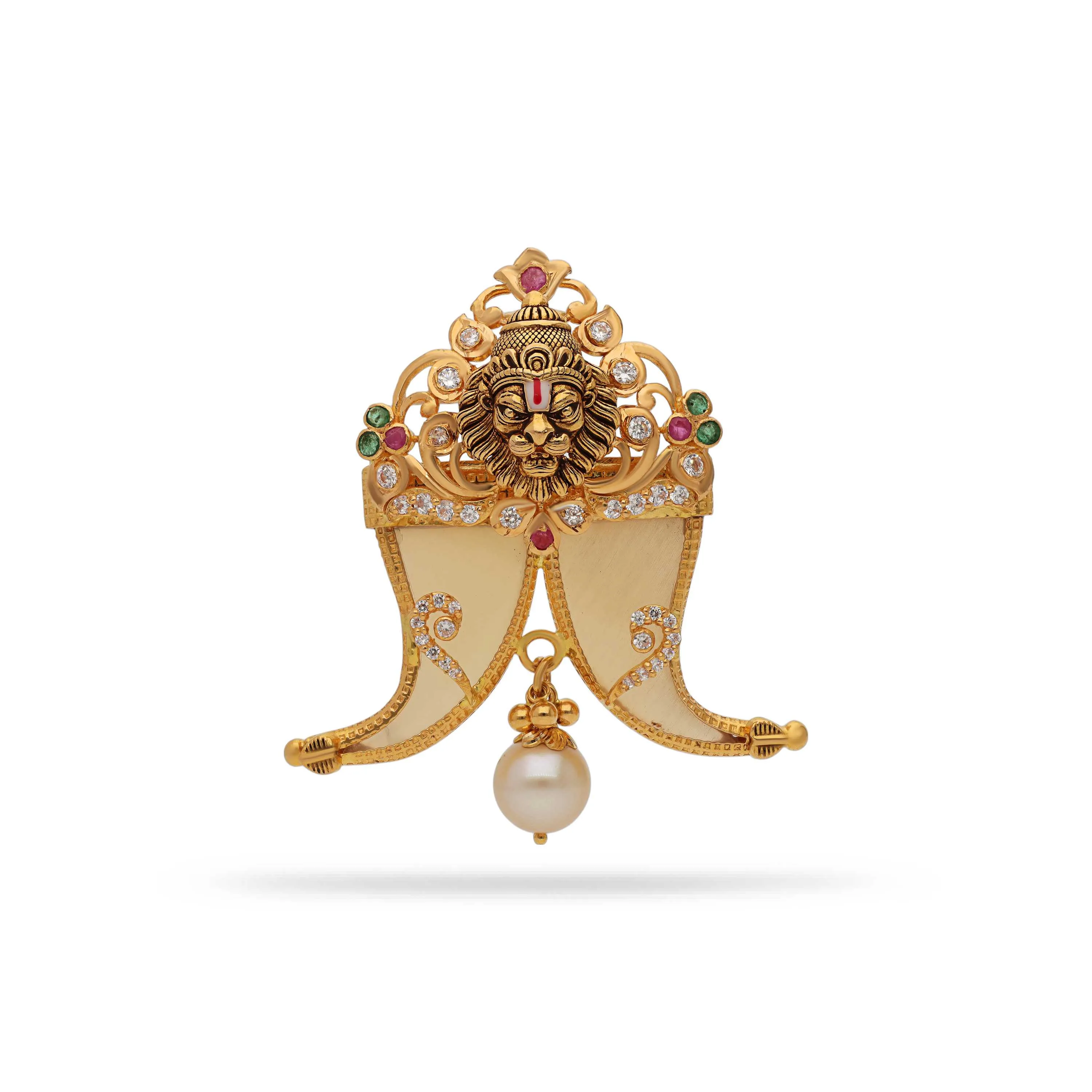 Divinely Detailed And Antique Finished 22KT Gold Narasimha Locket
