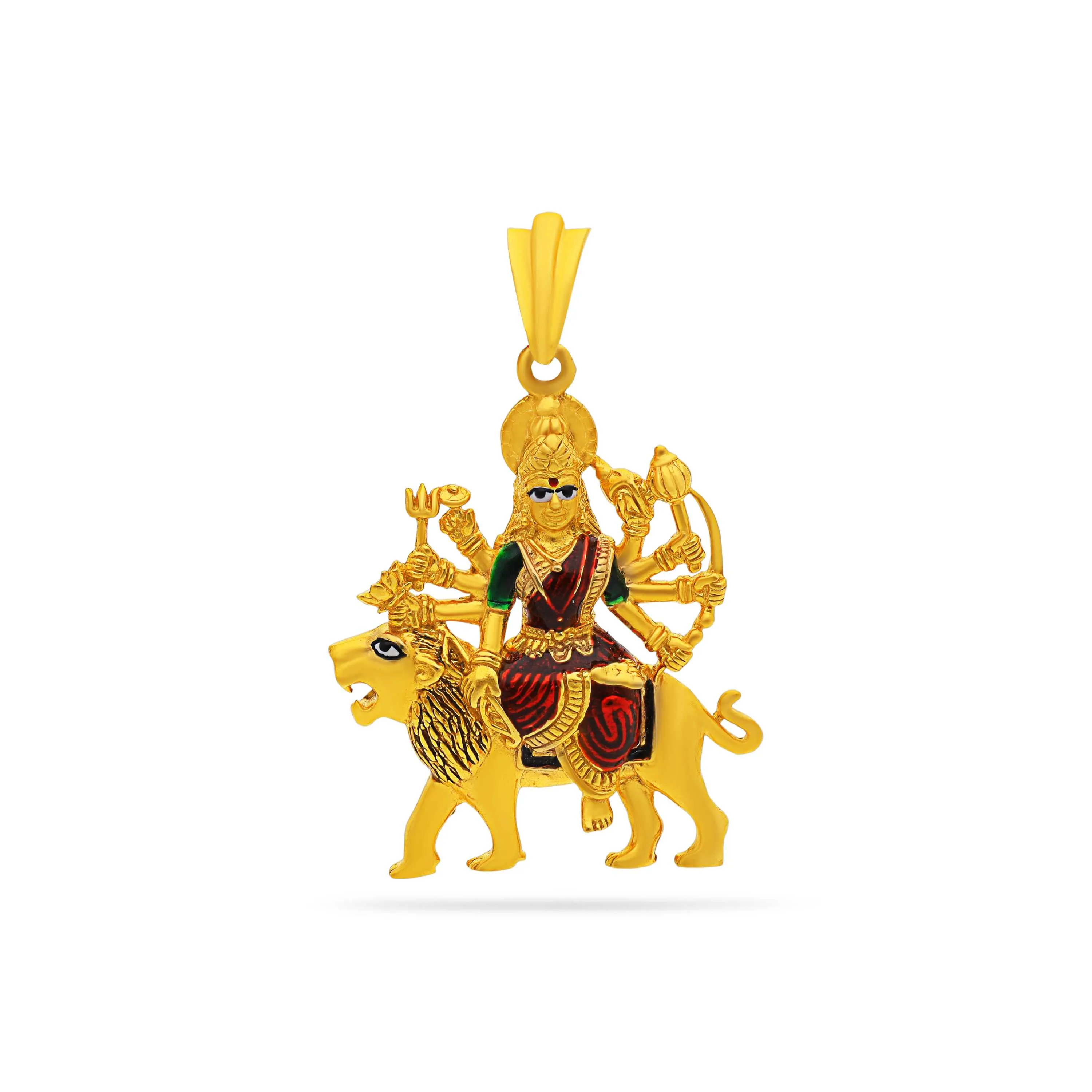 Enamel Worked And Detailed 22KT Gold Durga Devi Locket