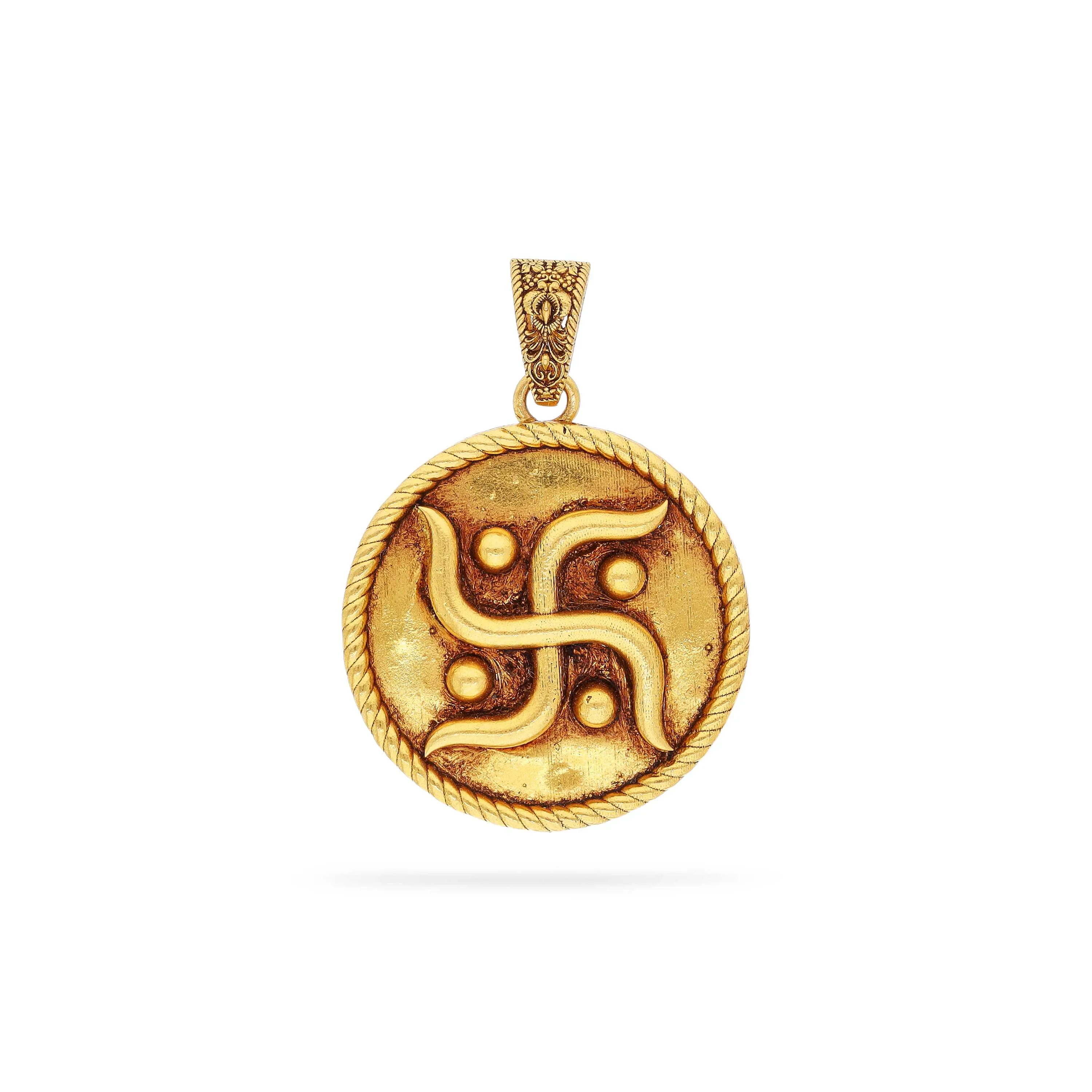 Divinely Detailed And Antique Finished 22KT Gold Swastika Locket