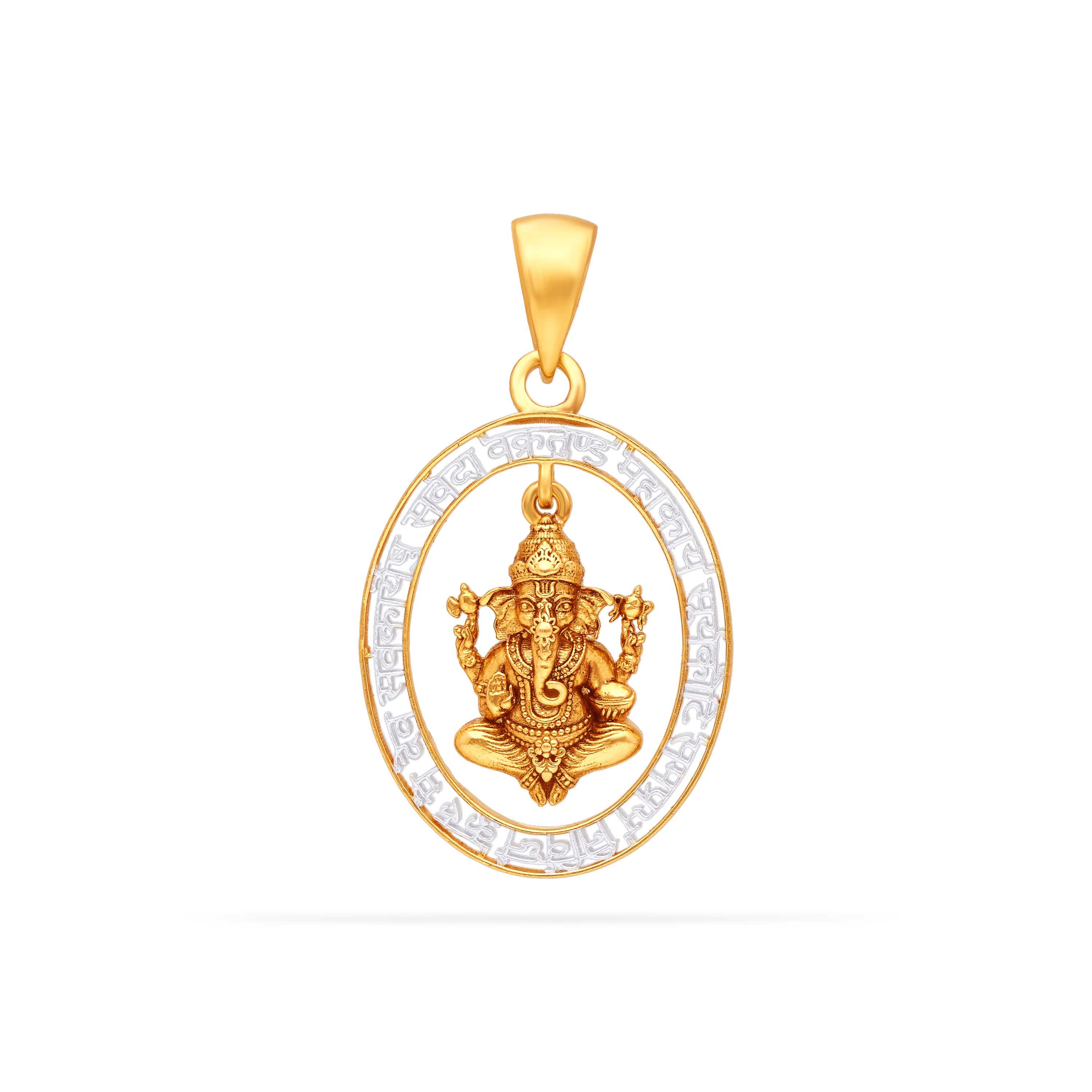 Classic Antique Finished And Studded 22KT Gold Ganesha Locket