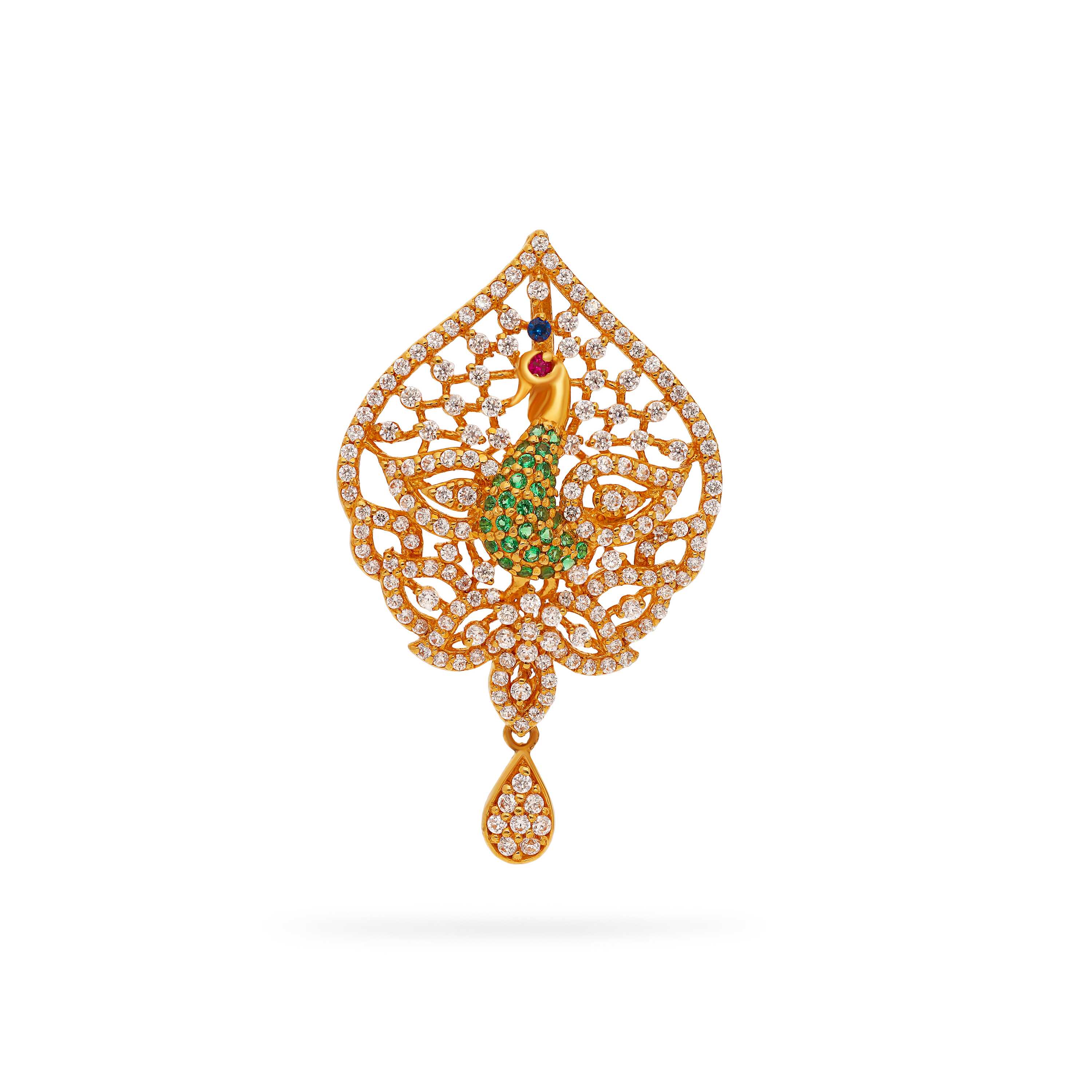 Premium Studded Peacock Motif 22KT Gold Locket For Women