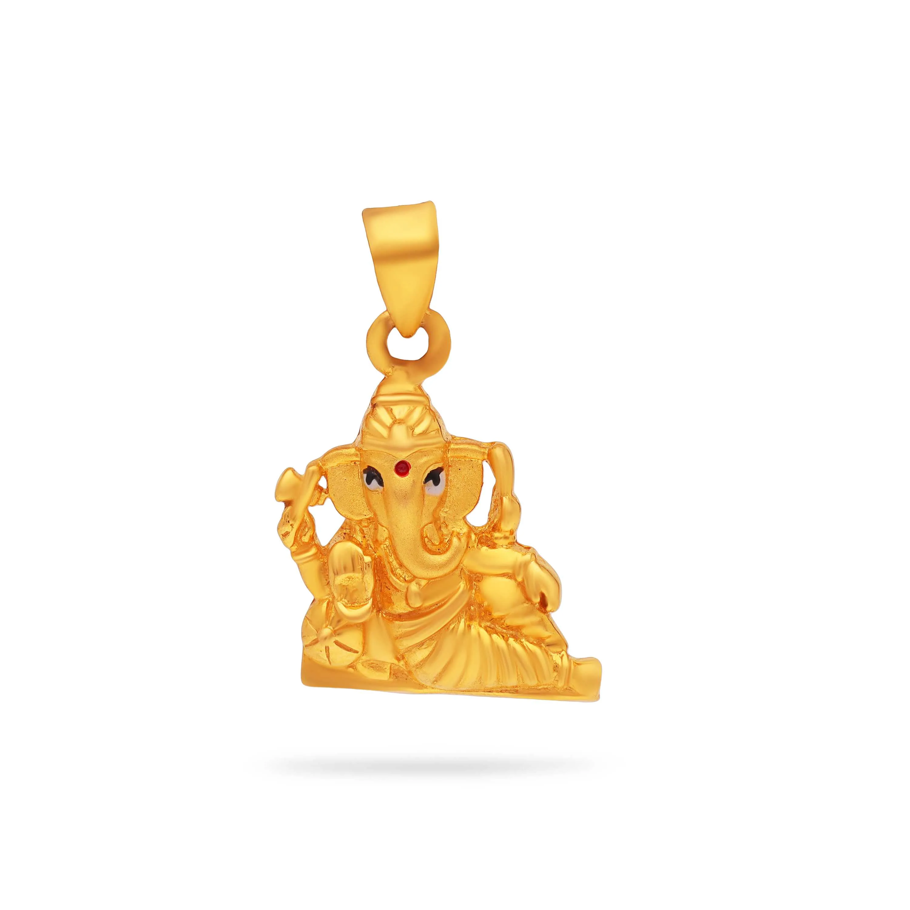 Classic Enamel Worked And Matte Finished 22KT Gold Ganesha Locket