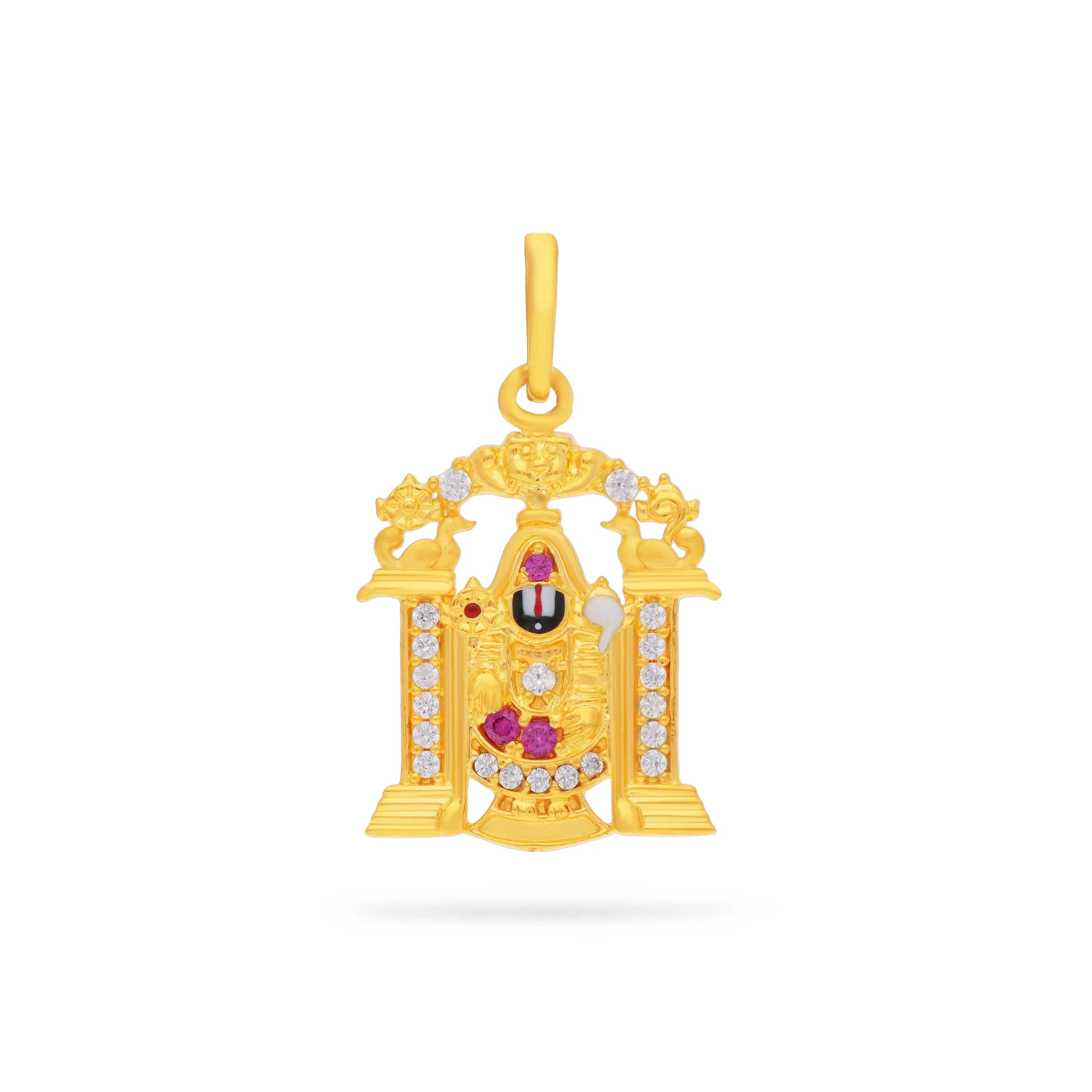 Classic Enamel Worked And Matte Finished 22KT Gold Balaji Locket