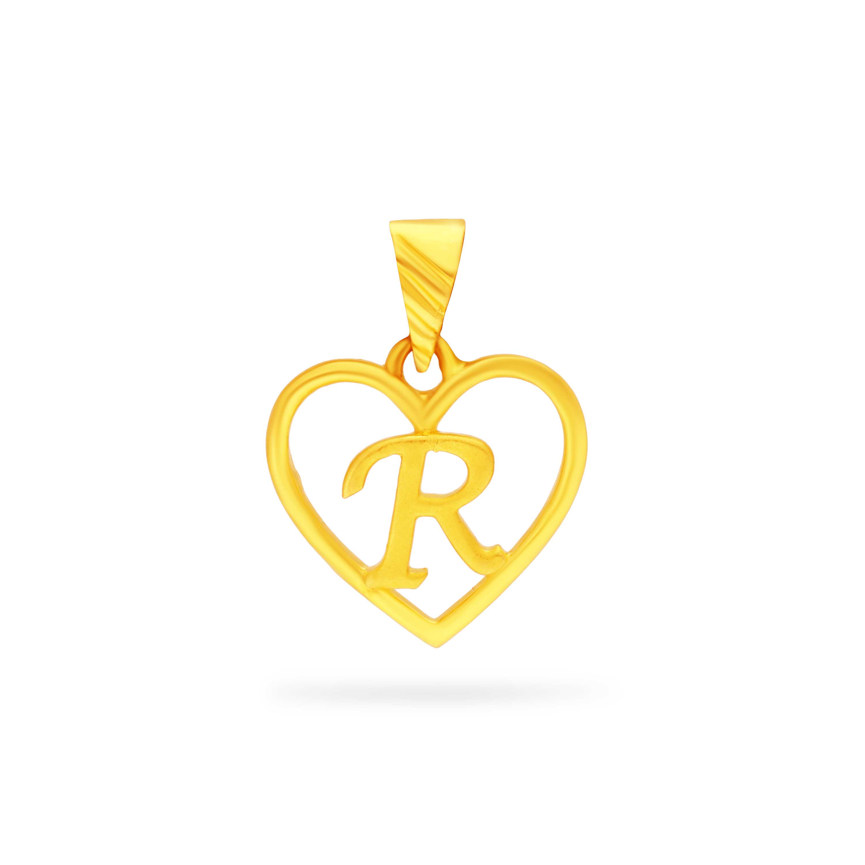 Classic Matte Finished Alphabet R In Heart 22KT Gold Locket