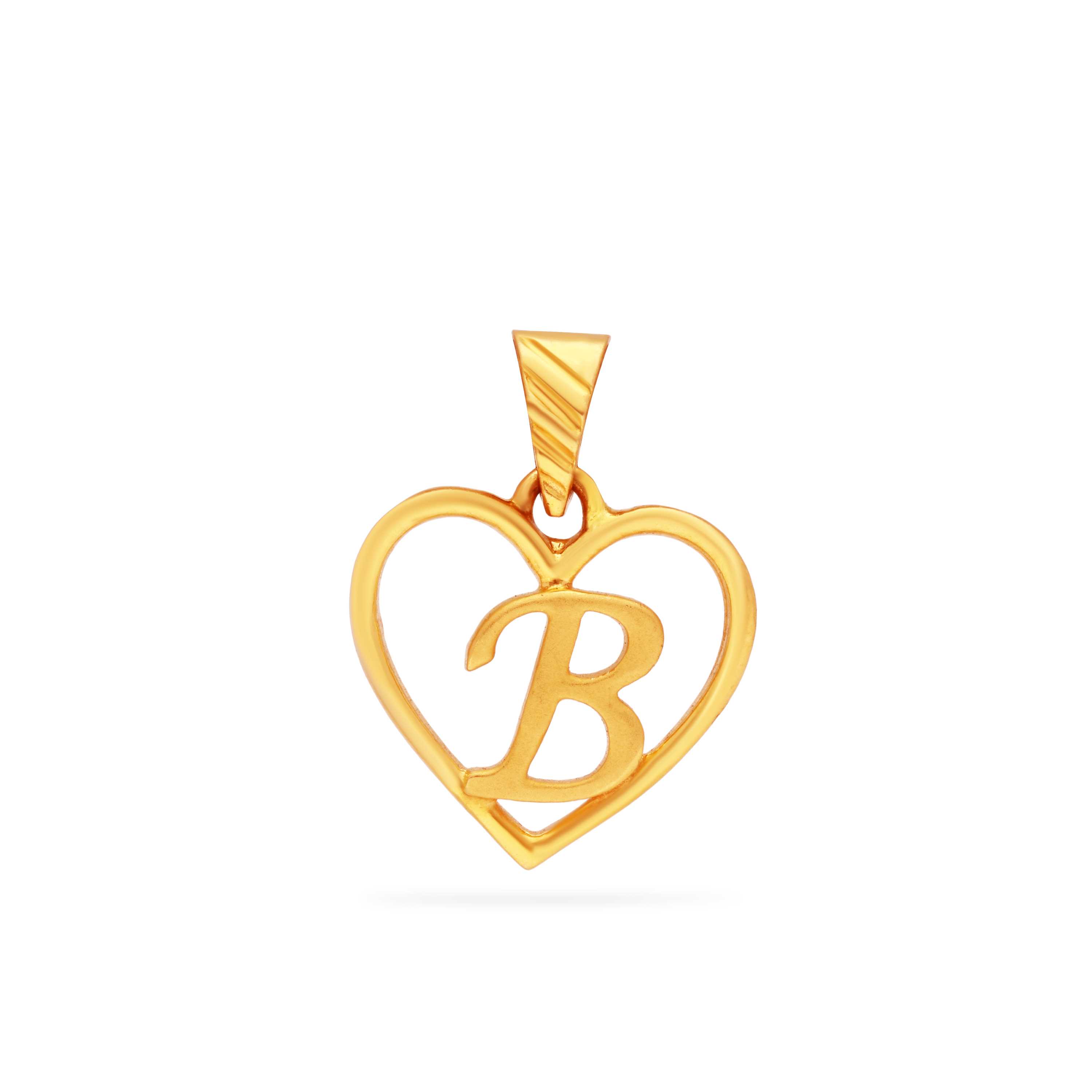 Classic Matte Finished Alphabet B In Heart 22KT Gold Locket