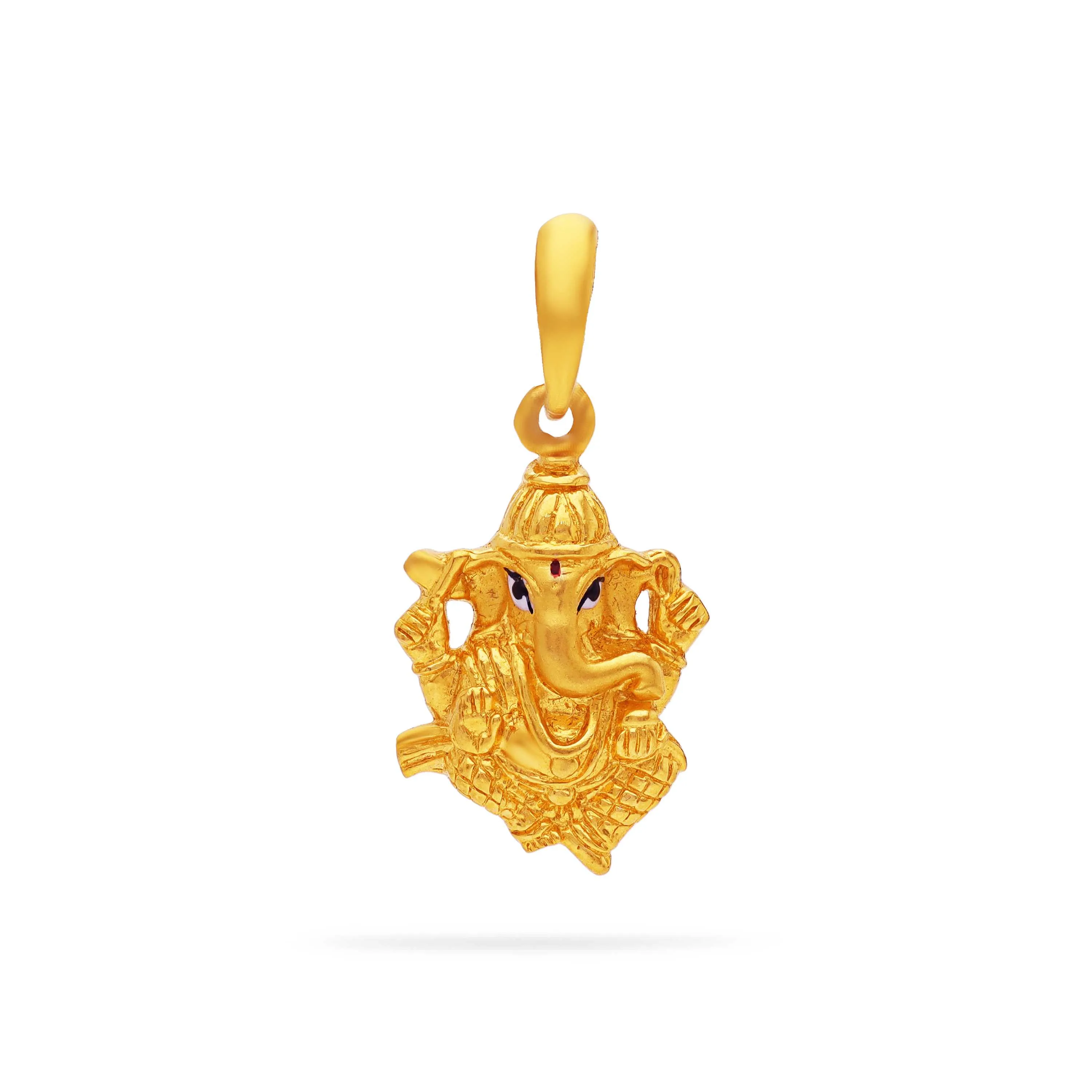 Divinely Detailed And Enamel Worked 22KT Gold Ganesha Locket For Men