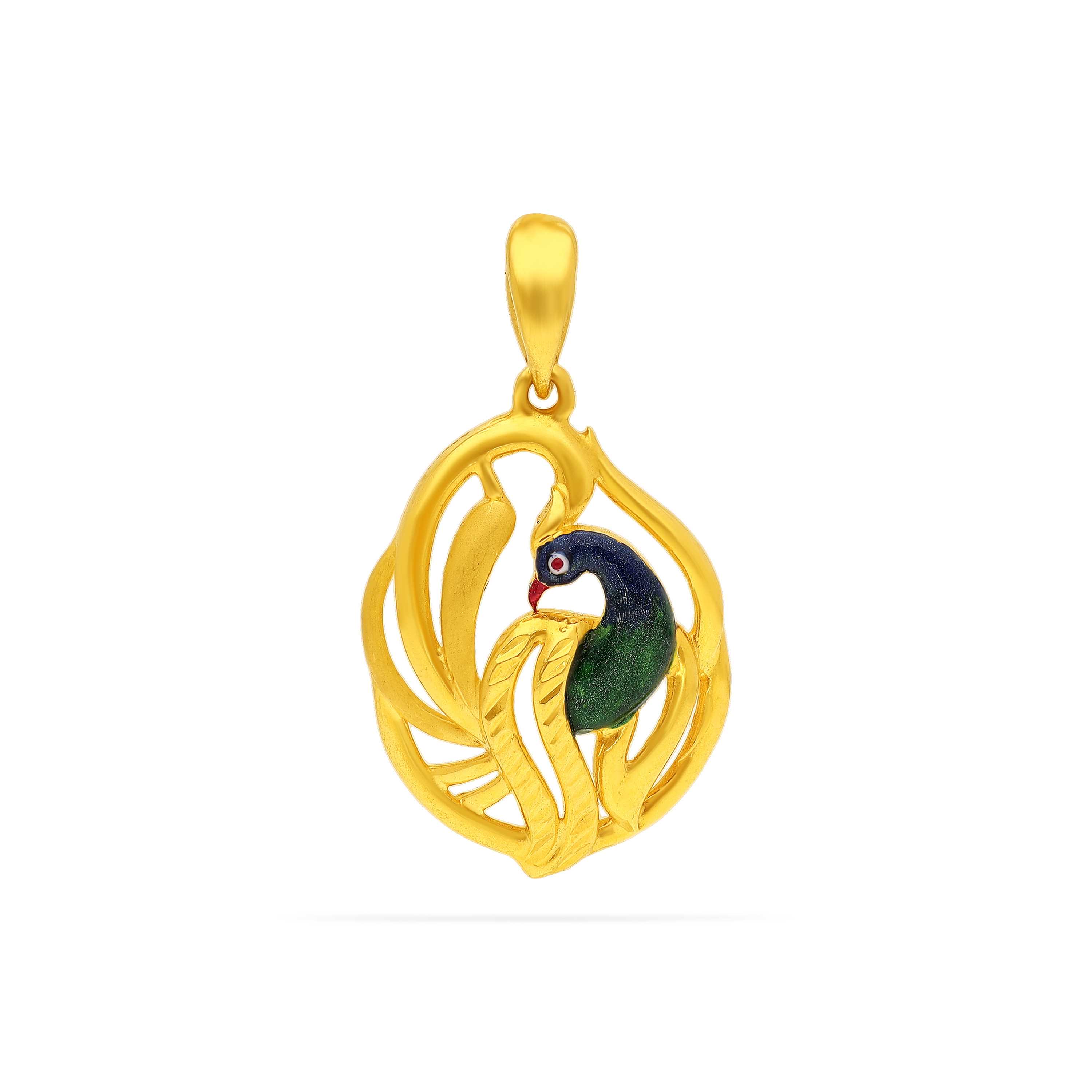 Premium Enamel Worked Peacock 22KT Gold Locket For Women