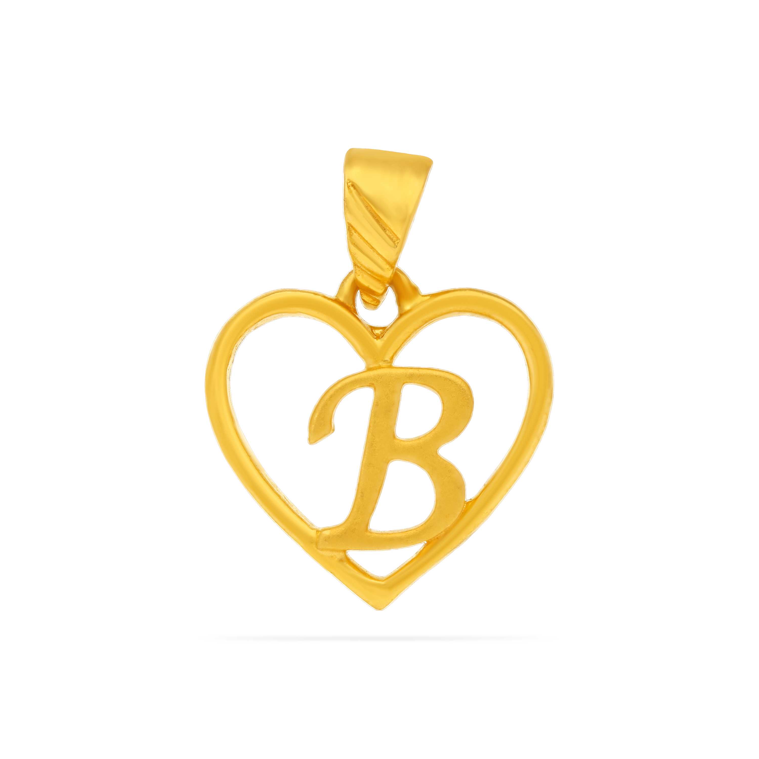 Classic Matte Finished Alphabet B In Heart 22KT Gold Locket