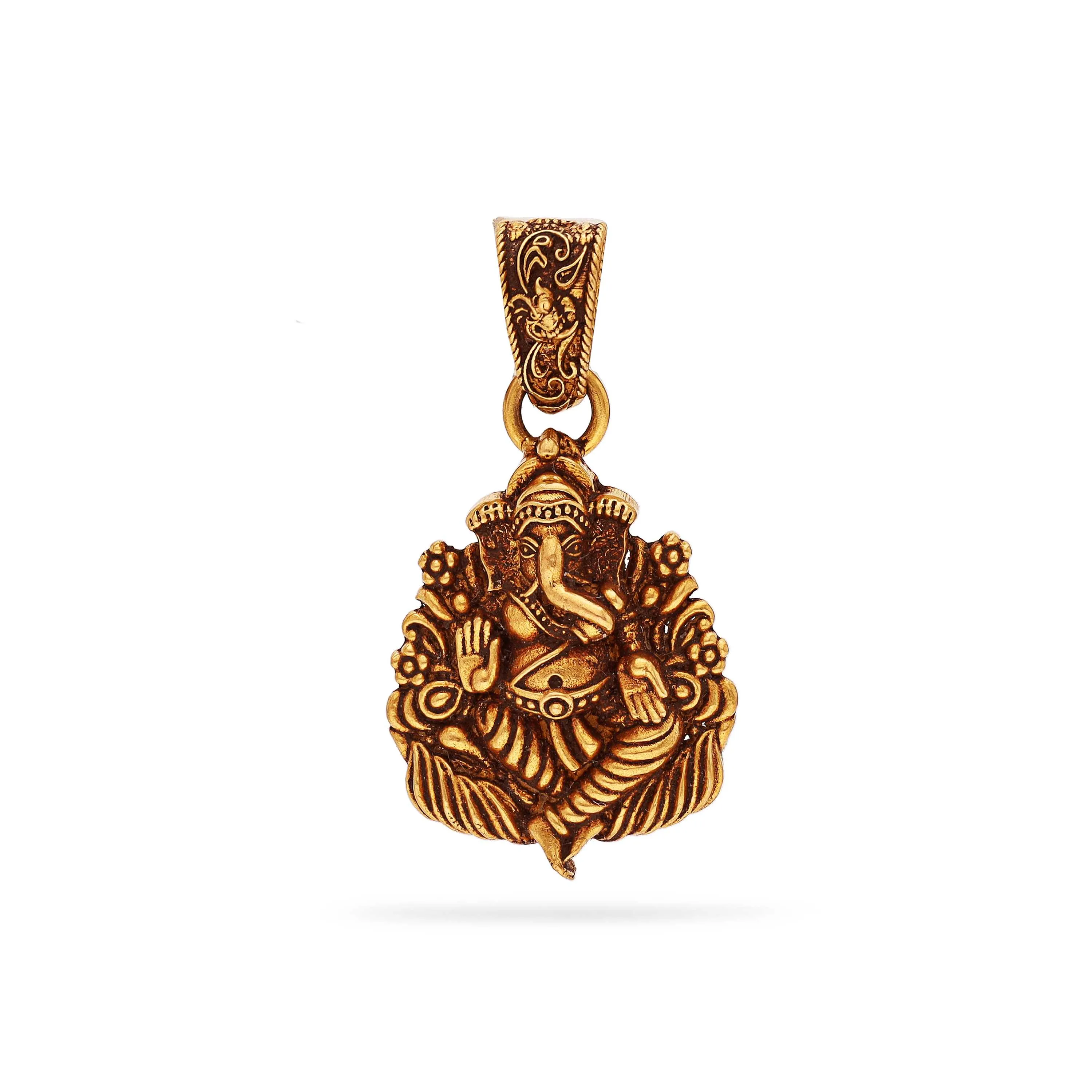 Antique Finished And Detailed 22KT Gold Ganesha Locket
