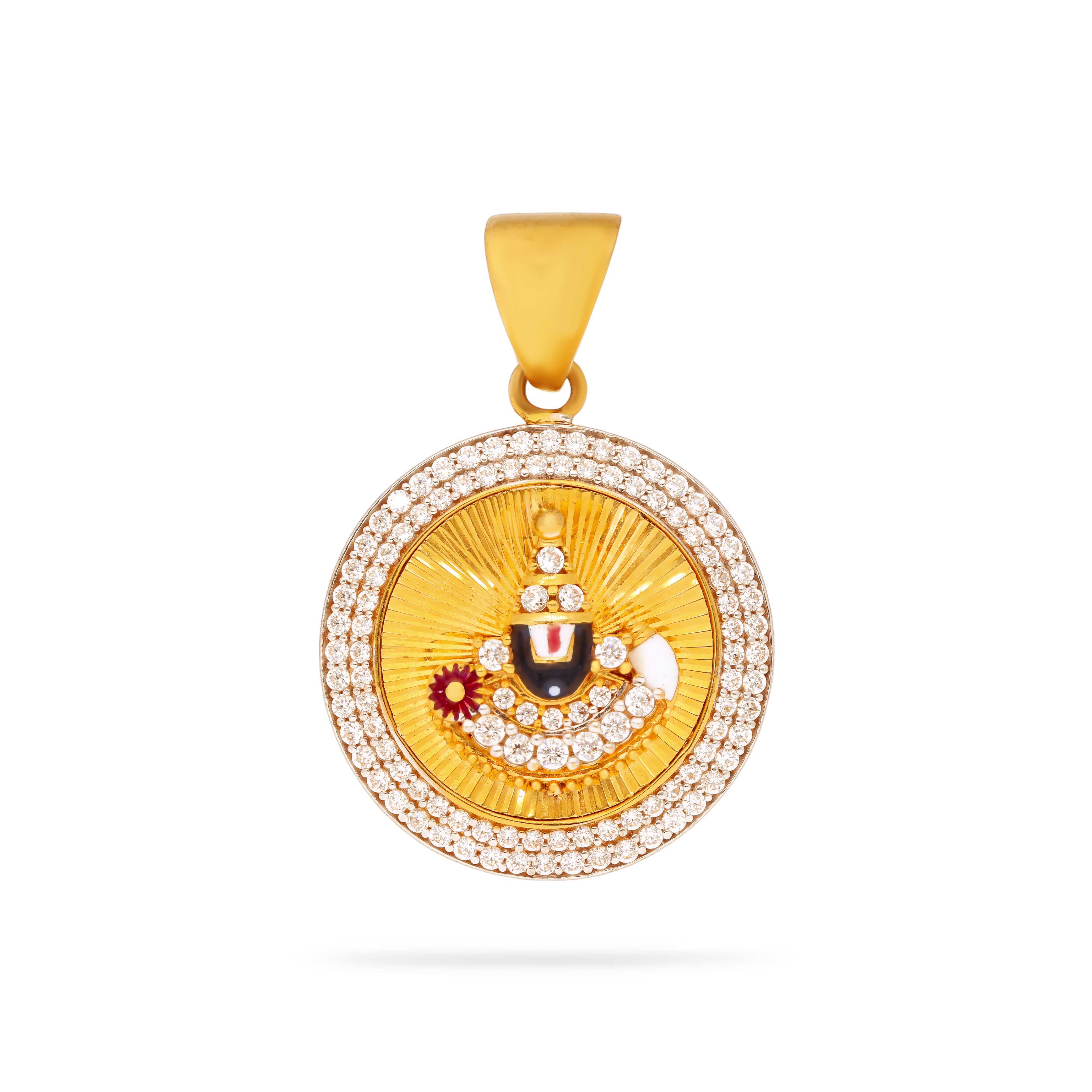 Divinely Detailed And Studded Lord Balaji 22KT Gold Locket For Men