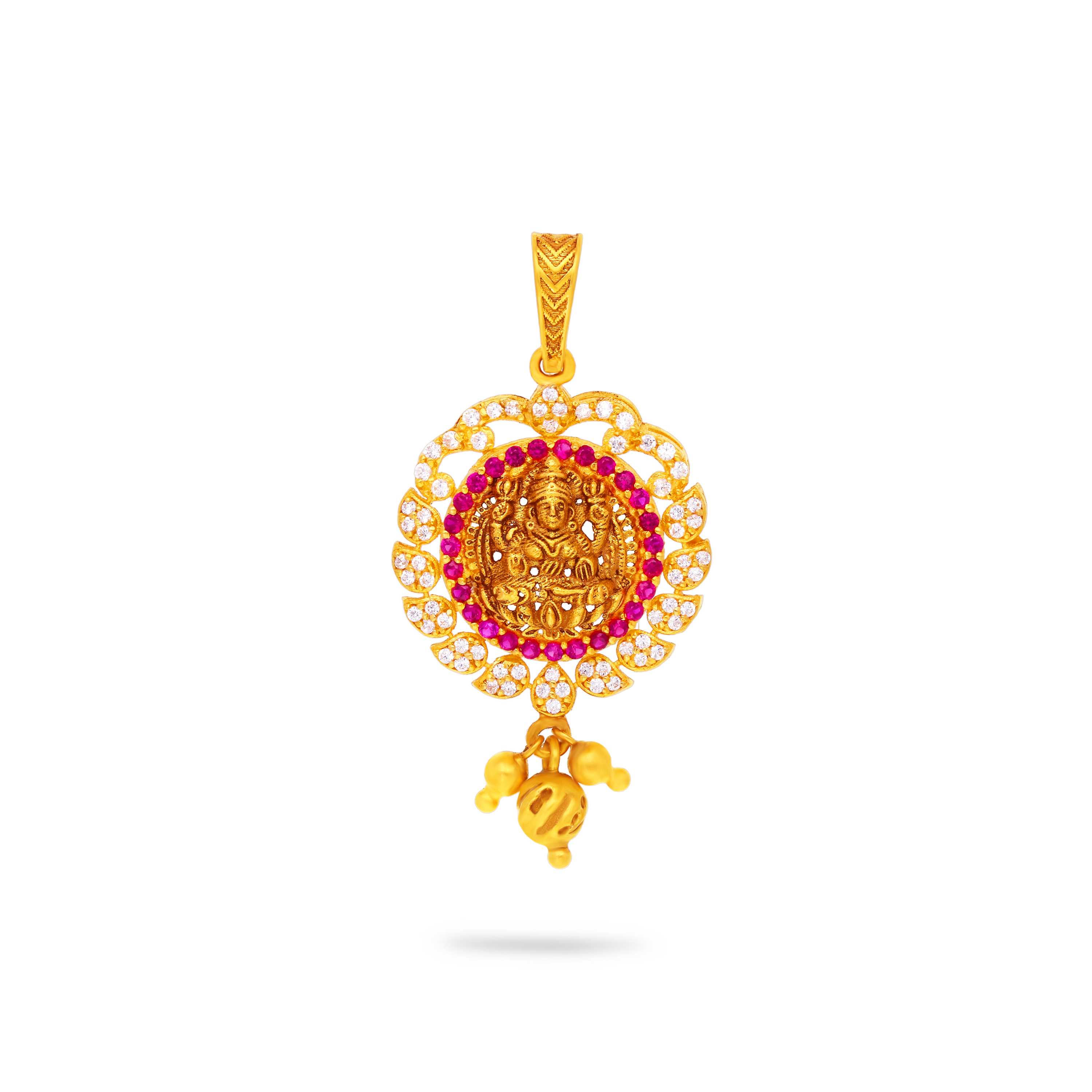 Antique Finish Bejeweled 22KT Gold Goddess Lakshmi Devi Locket