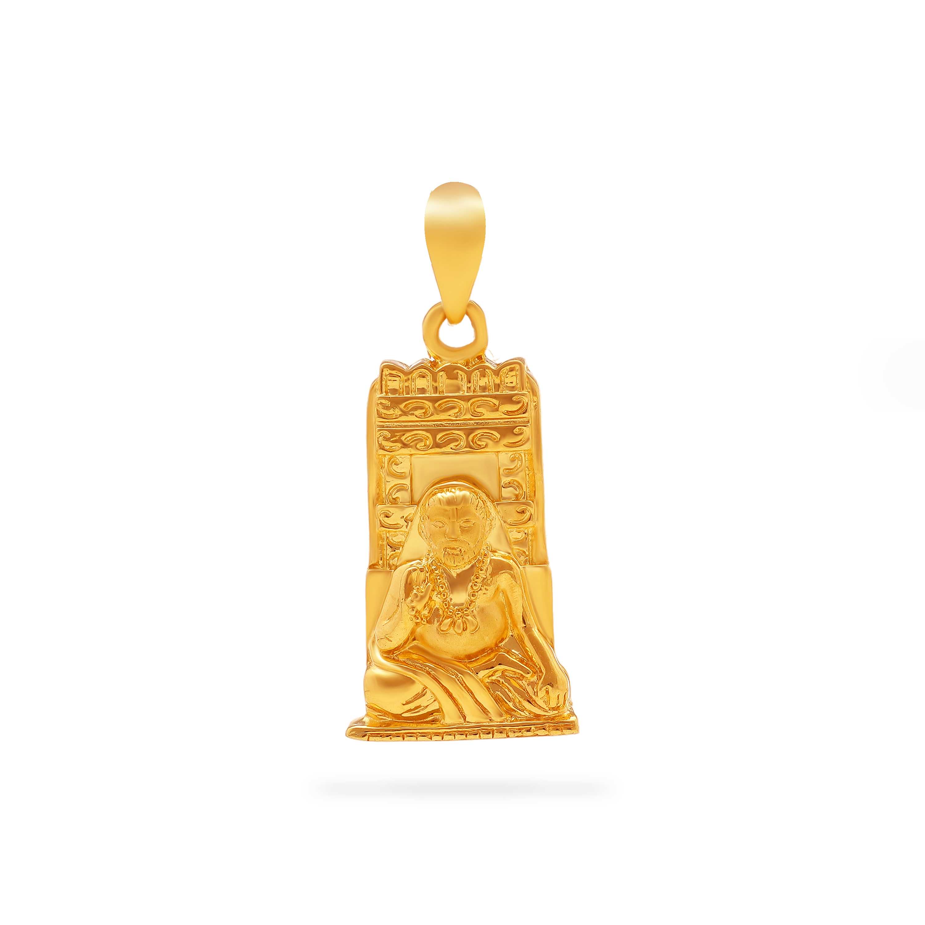 Divinely Detailed Raghavendra Swamy 22KT Gold Matte Finished Locket
