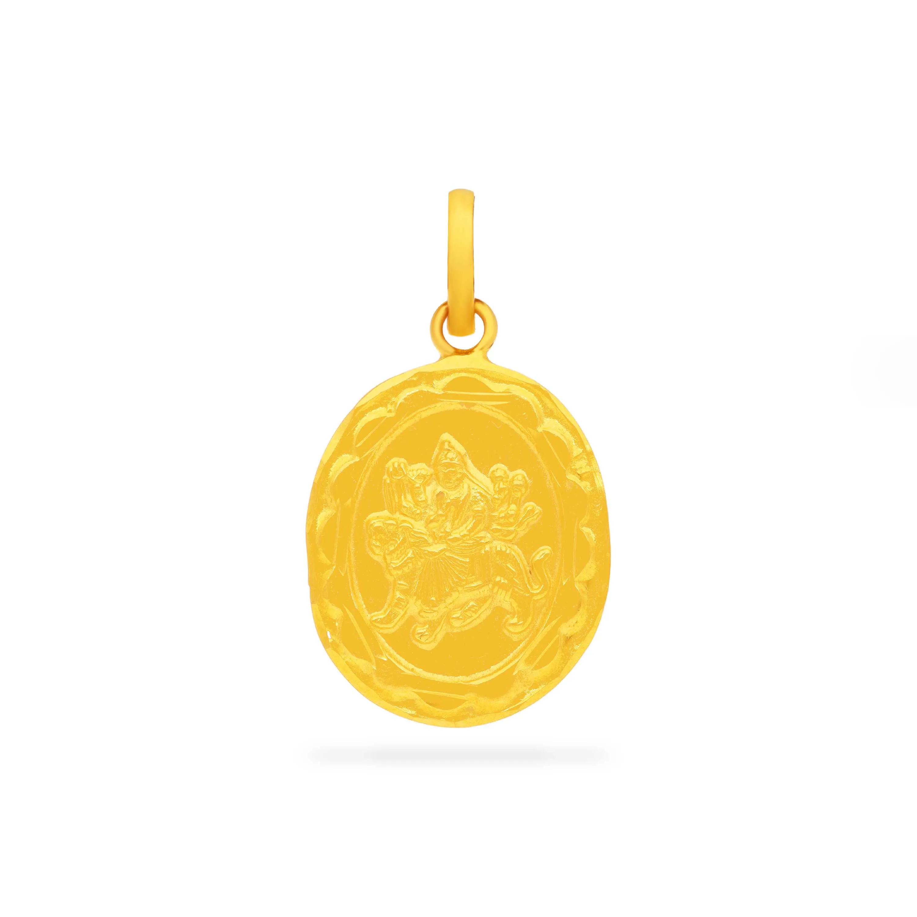 Divinely Detailed And Crafted 22KT Gold Durga Devi Locket