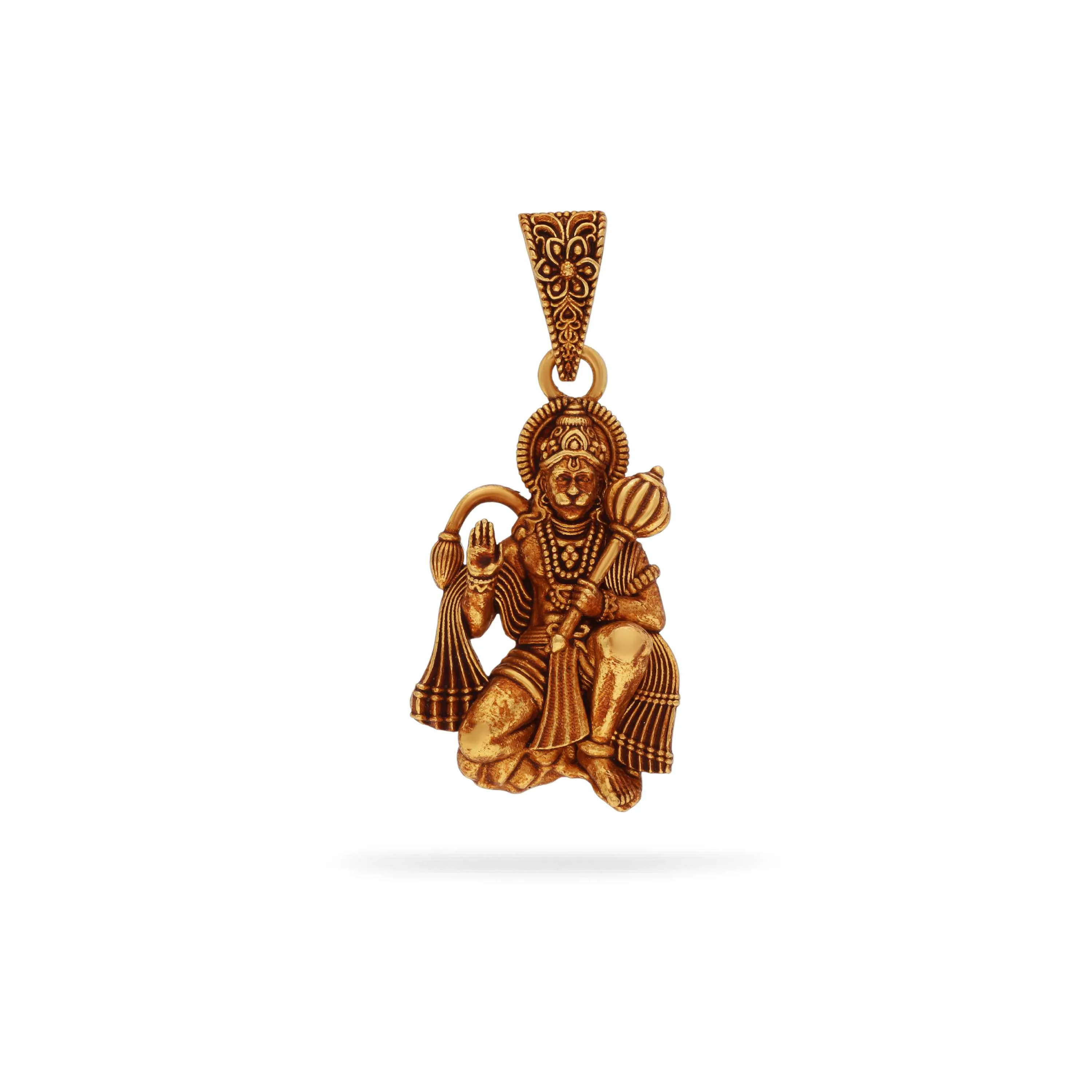 Divinely Detailed And Antique Finished 22KT Gold Hanuman Locket