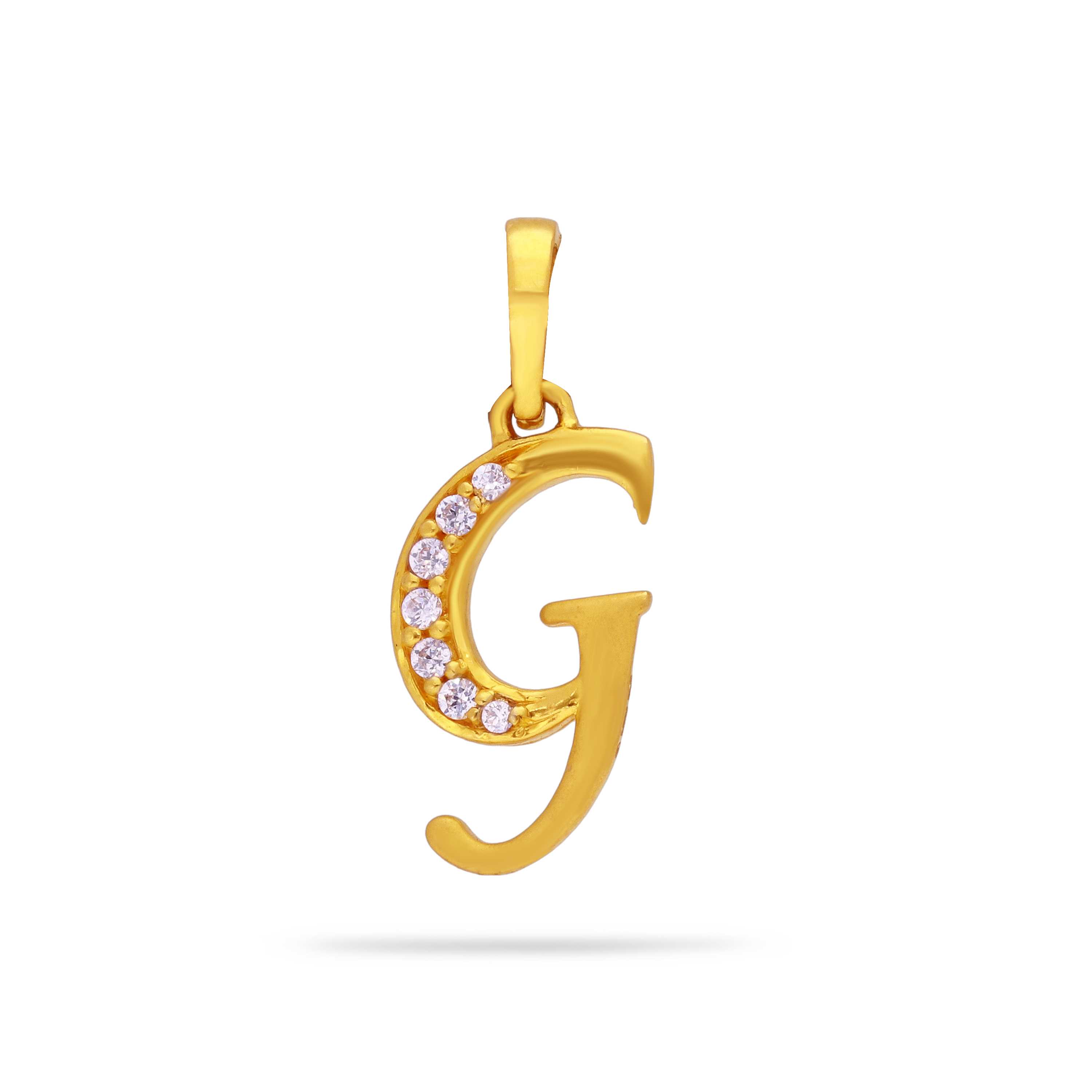 Classic Matte Finished And Studded Alphabet G 22KT Gold Locket