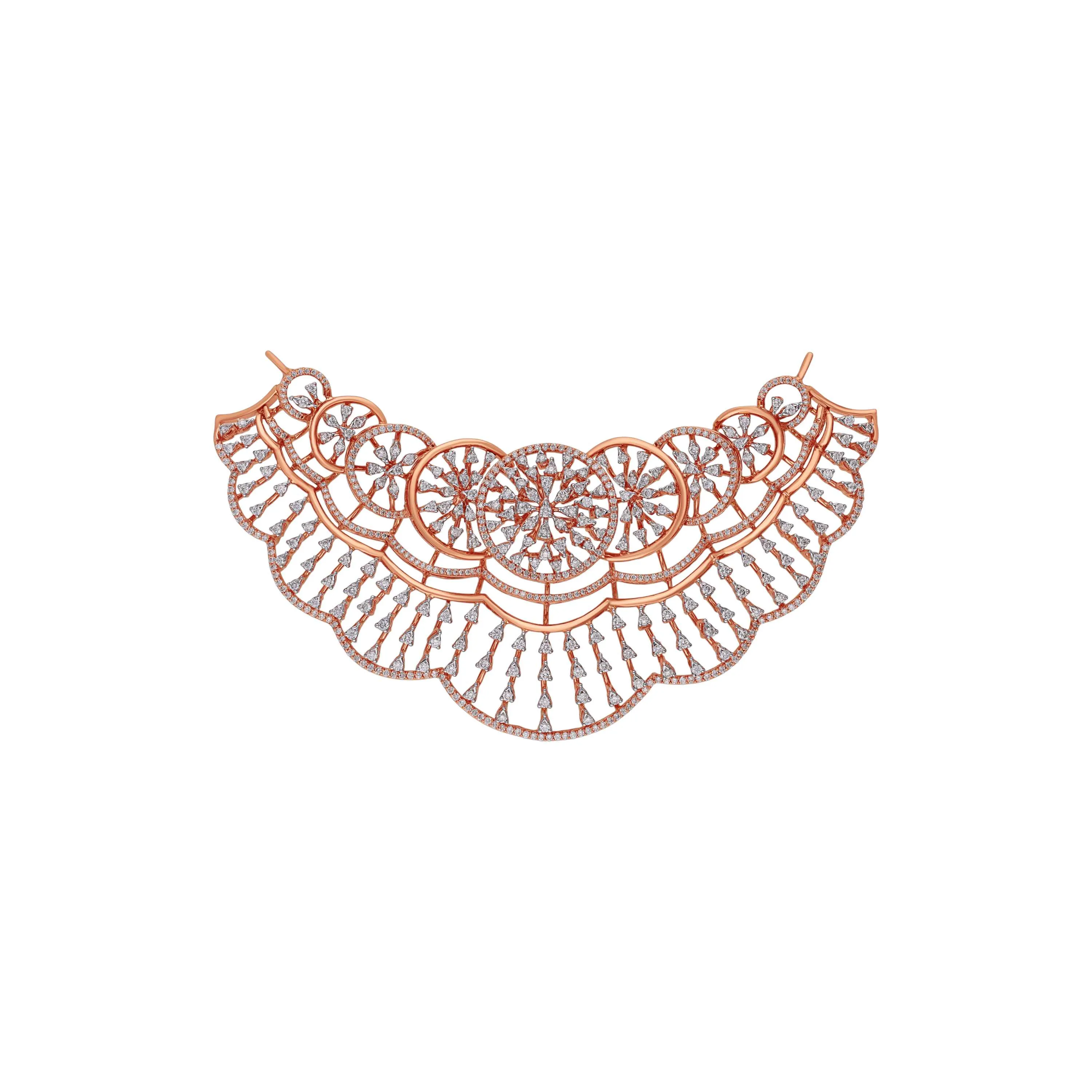 Glamorously Detailed And Diamond Studded 18KT Rose Gold Tanmaniya