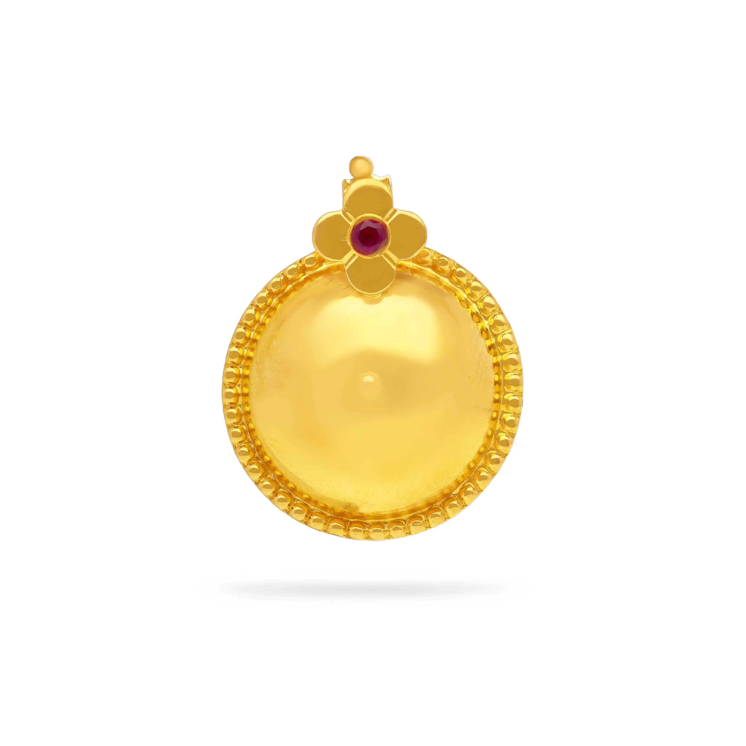 Traditionally Crafted And Detailed 22KT Gold Thali For Women