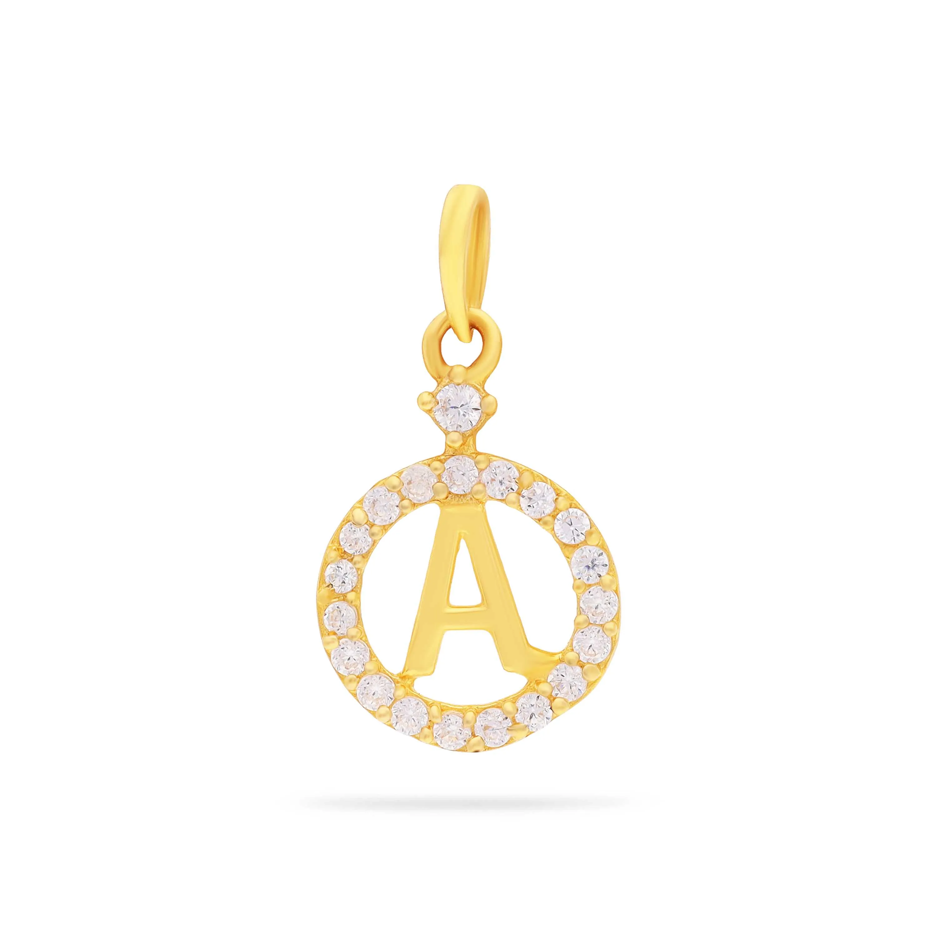 Classic Studded Alphabet A 22KT Gold Locket