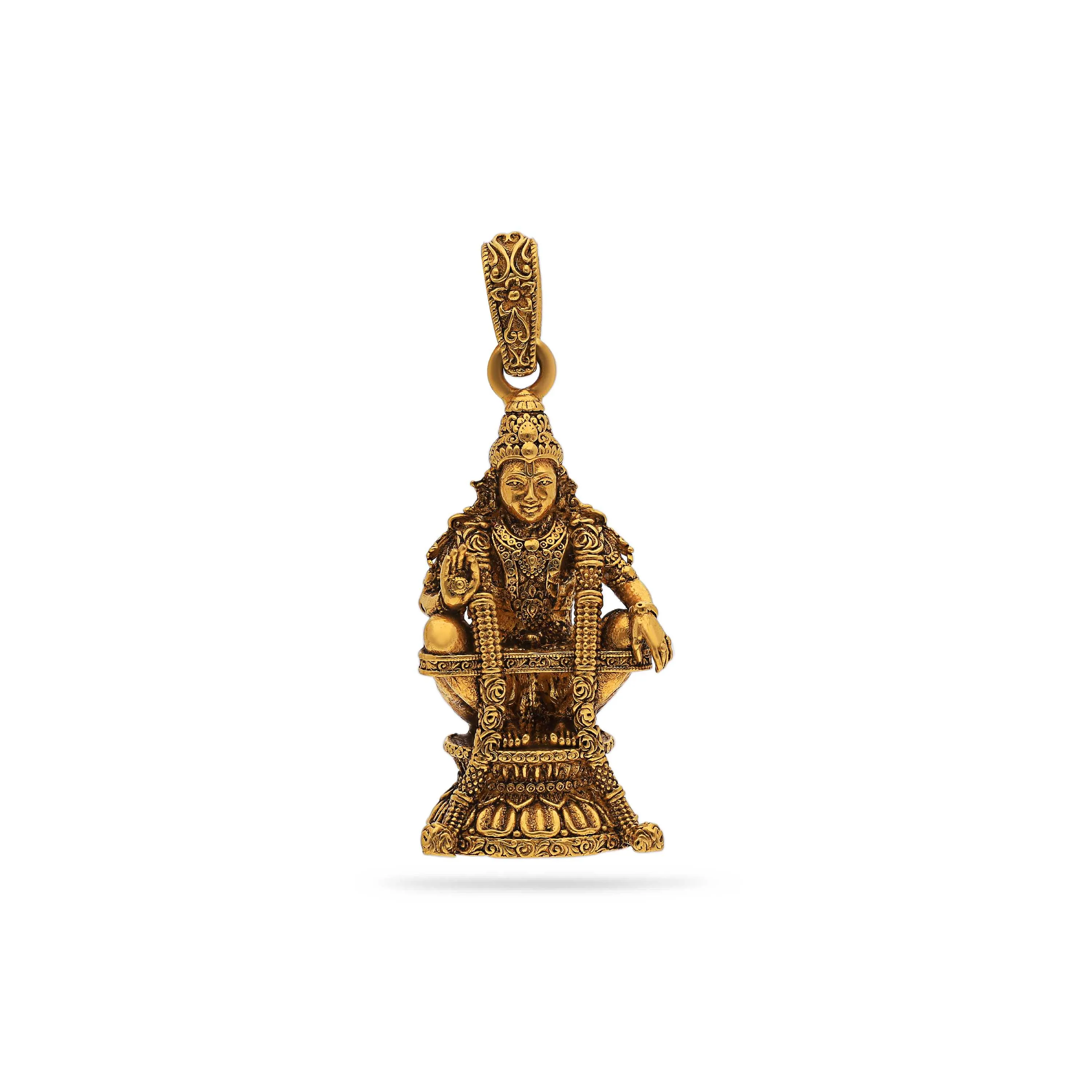 Divinely Detailed And Antique Finished 22KT Gold Ayyappan Locket
