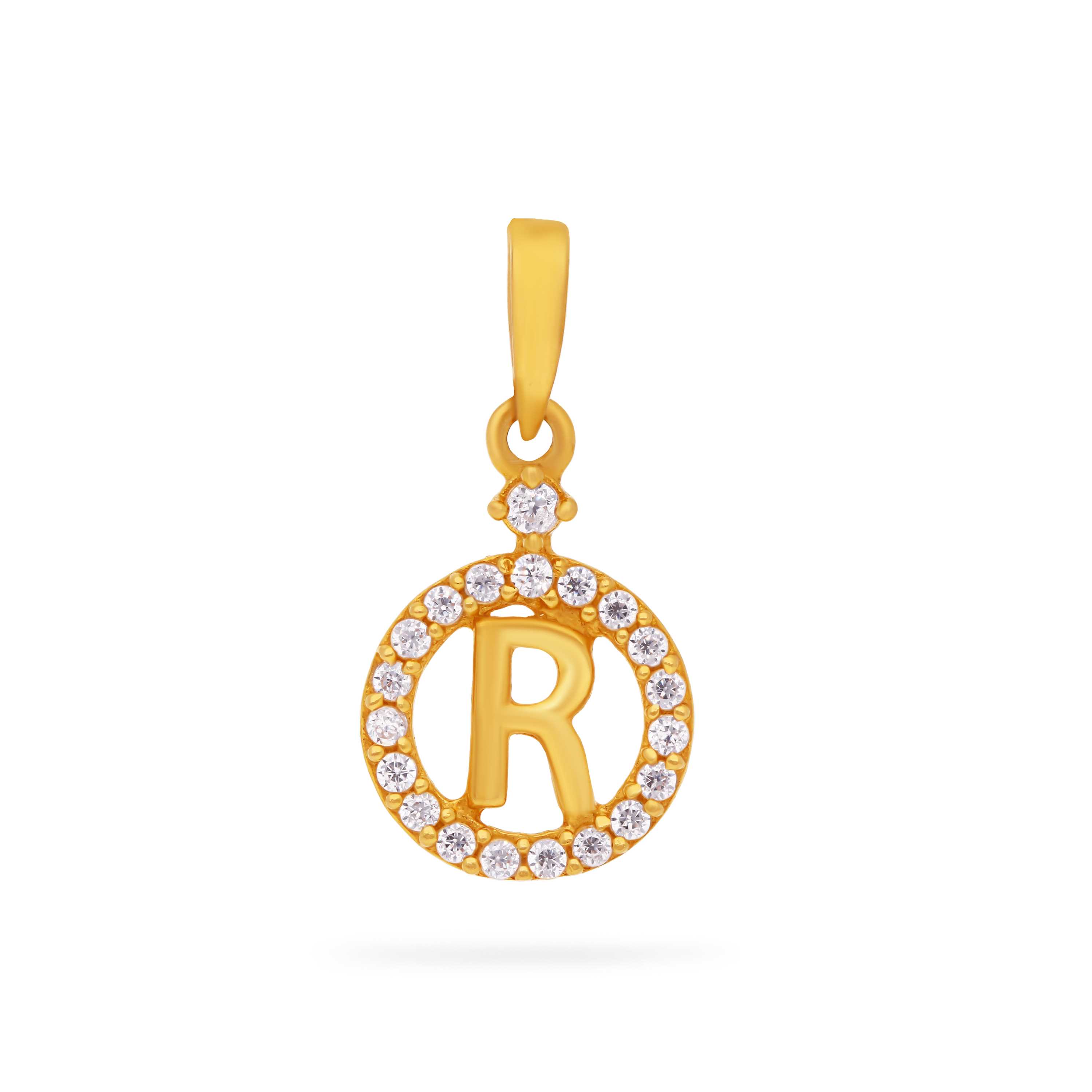 One Of Its Kind Studded Alphabet R 22KT Gold Locket