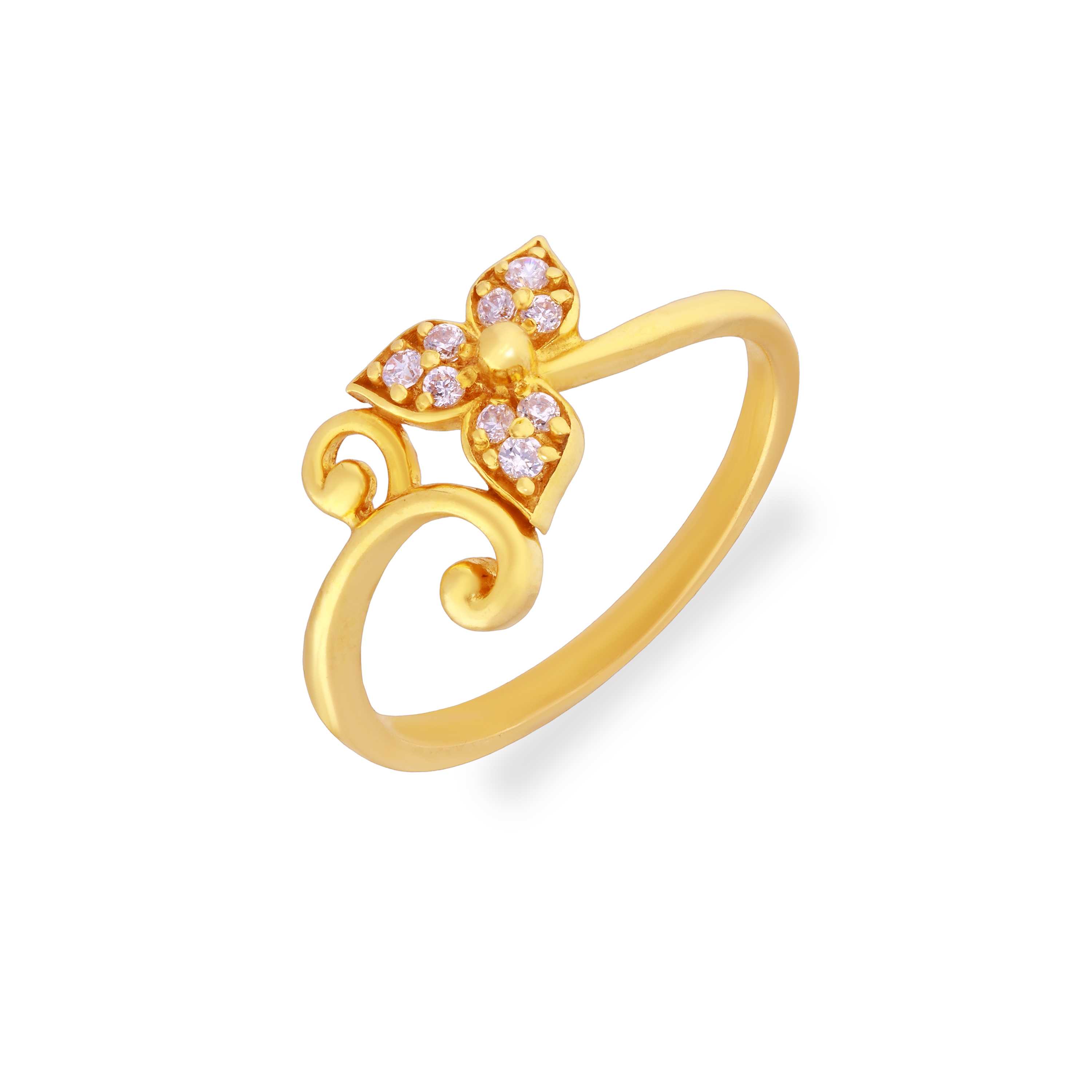 Exceptionally Detailed And Studded 22KT Gold Ring For Women