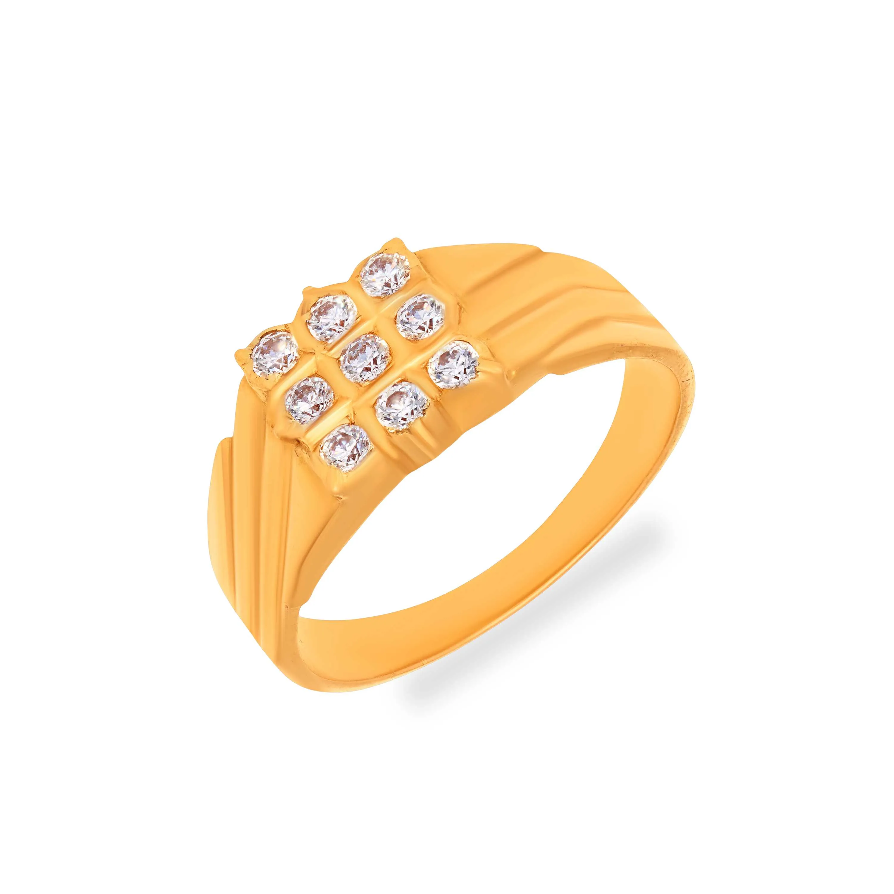 Gorgeously Detailed And Studded 22KT Gold Ring For Men