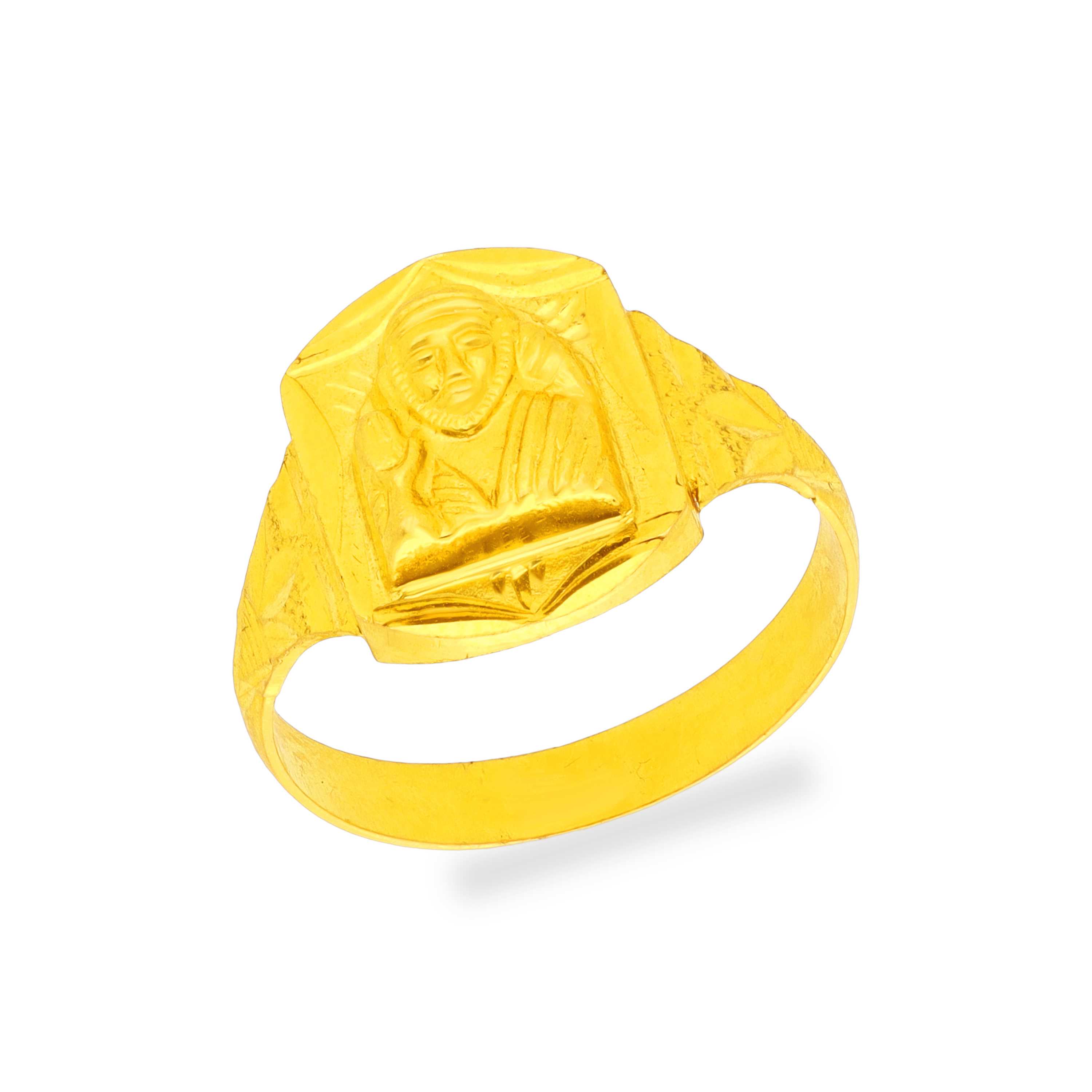 Divinely Detailed And Crafted Sai Baba 22KT Gold Ring For Men