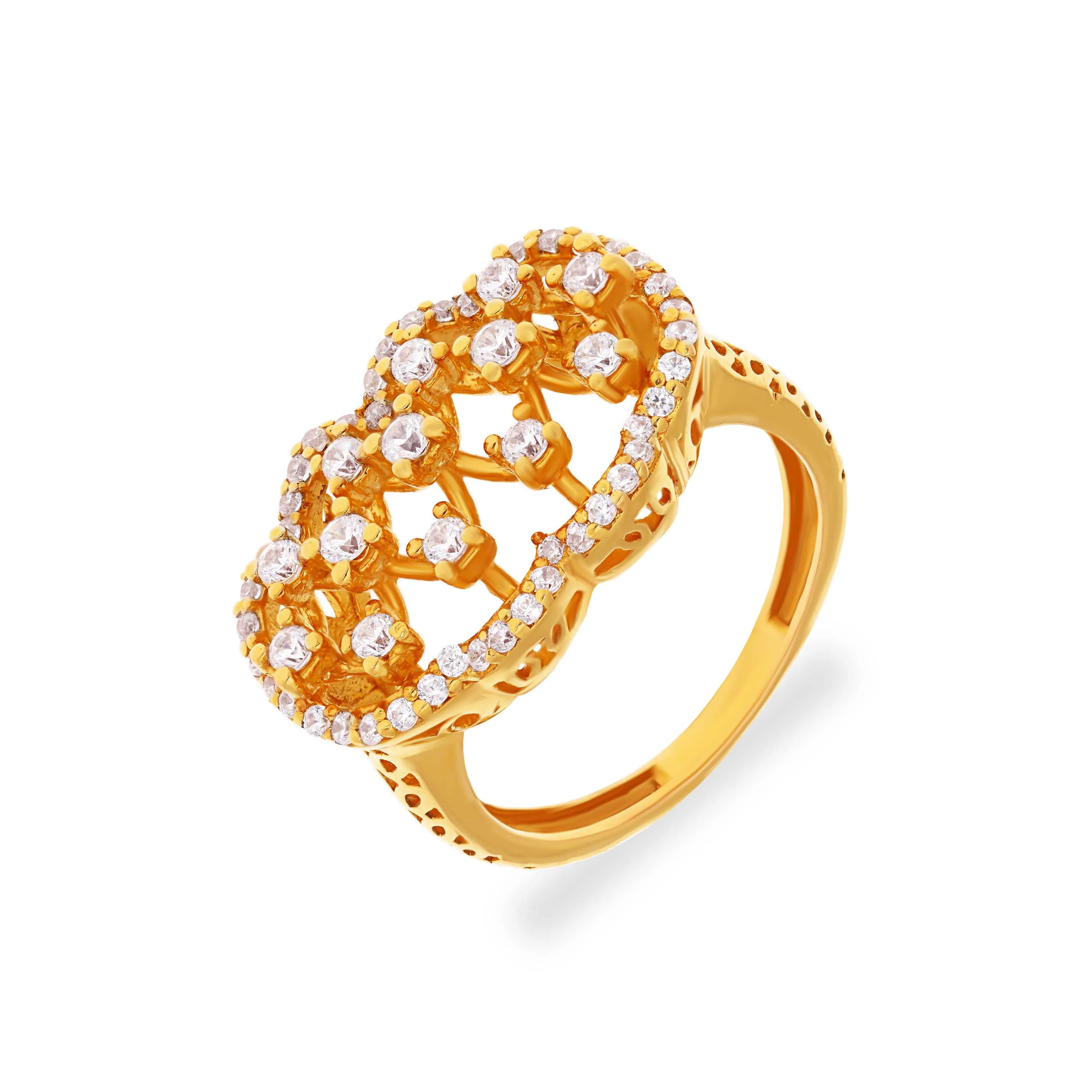 Gorgeously Detailed And Studded 22KT Gold Ring For Women