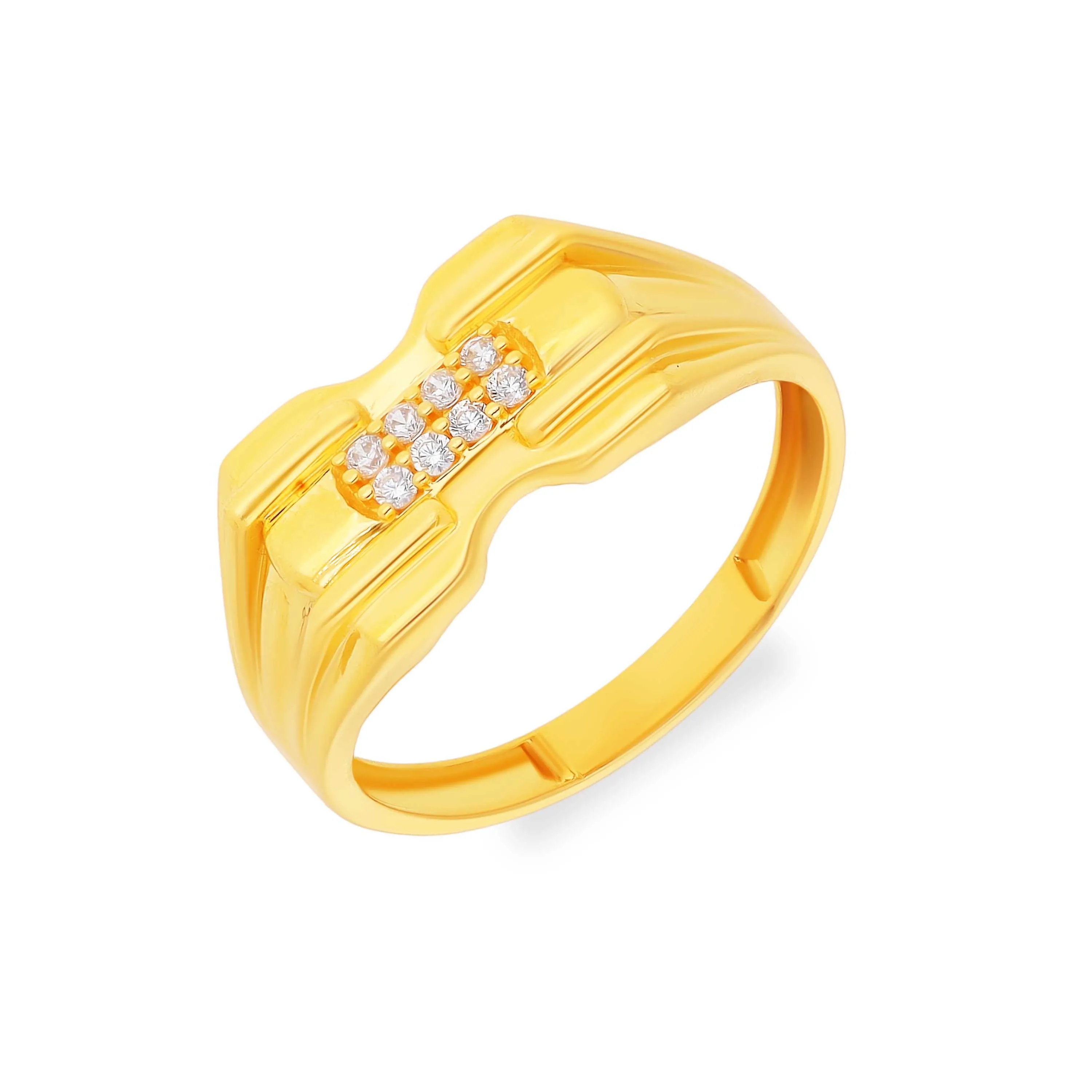 Studded And Detailed 22KT Gold Ring For Men