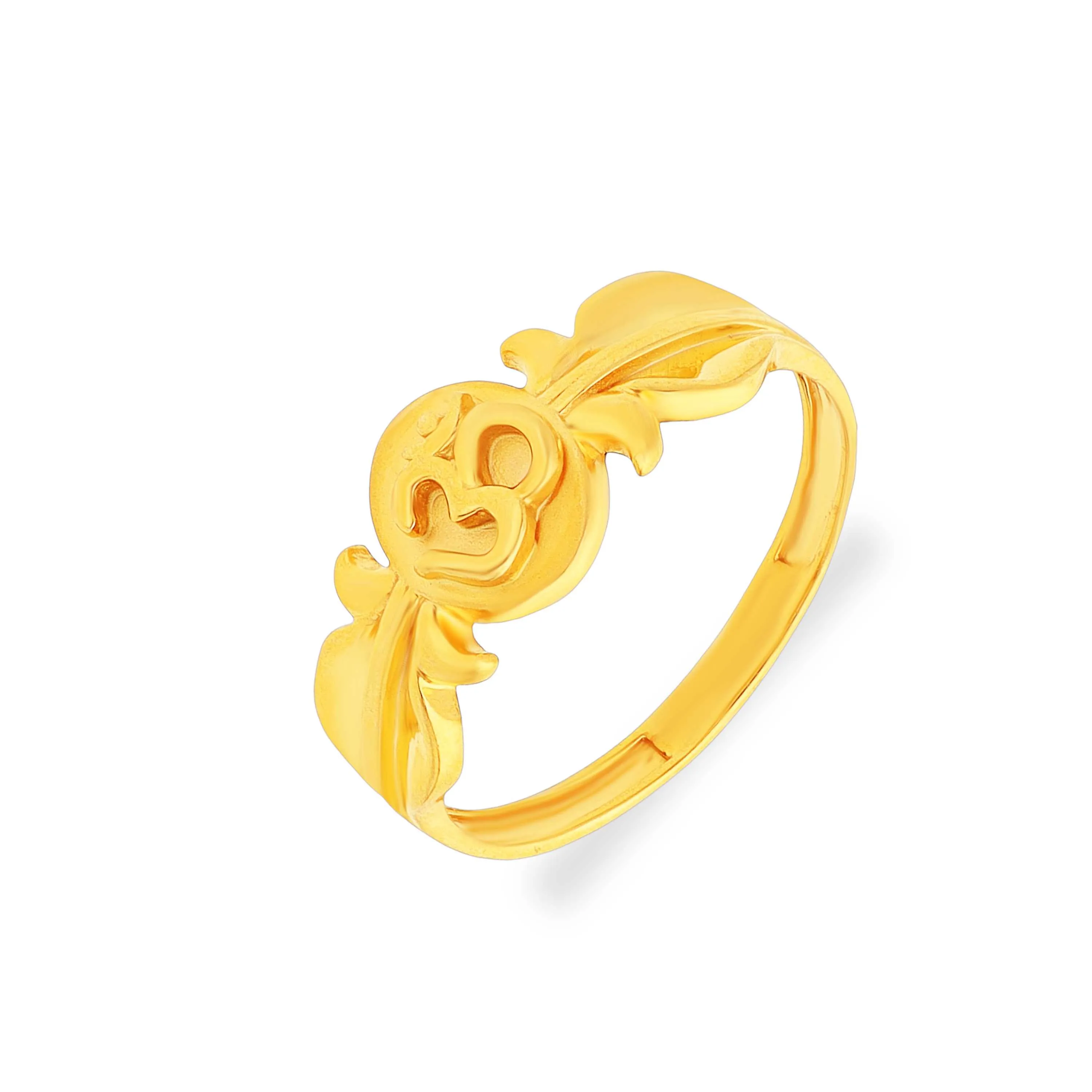 Matte Finished And Detailed 22KT Gold Om Ring